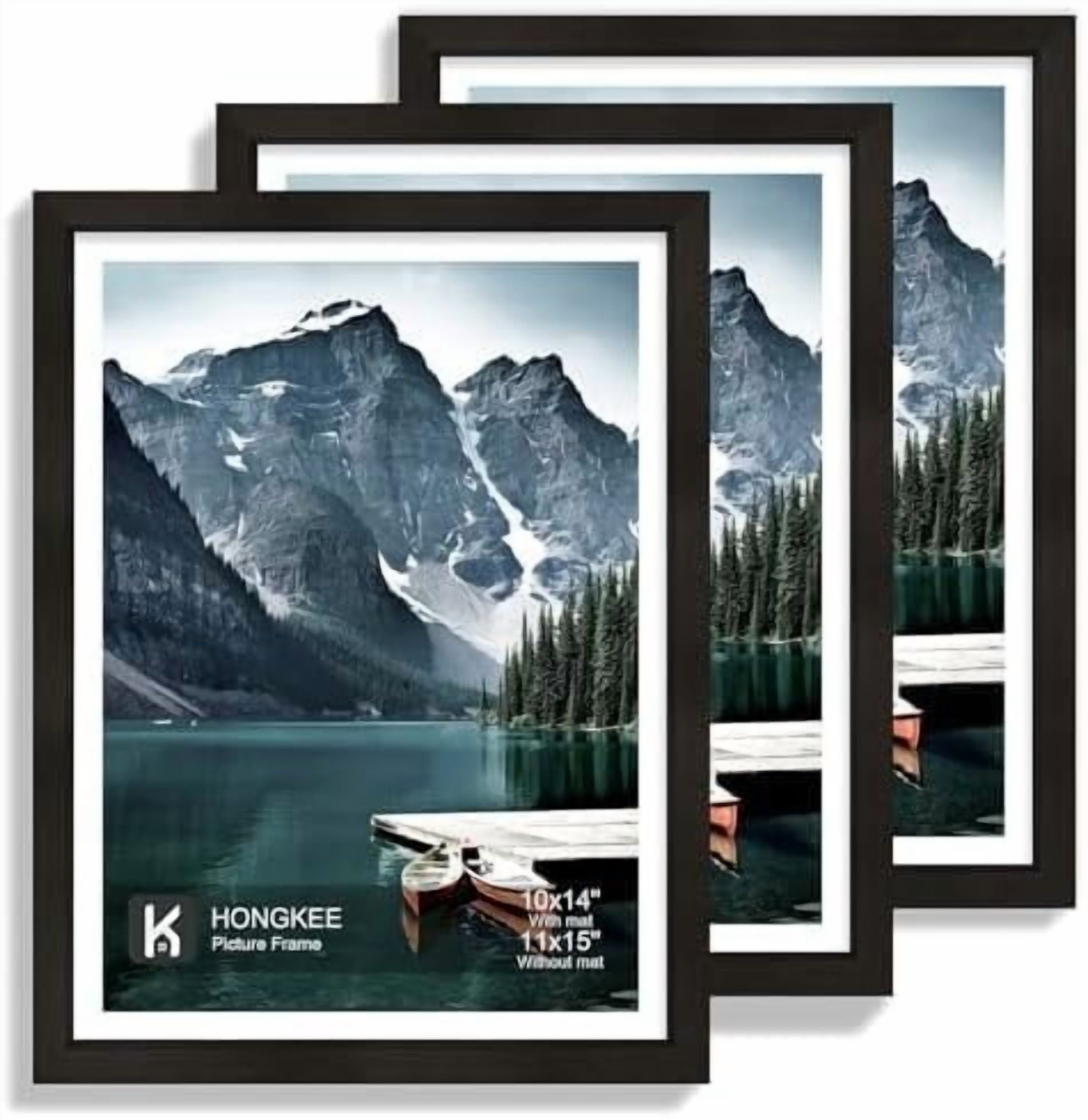 11x15 Picture Frame with Real Glass - Display Pictures 10x14 with Mat ...