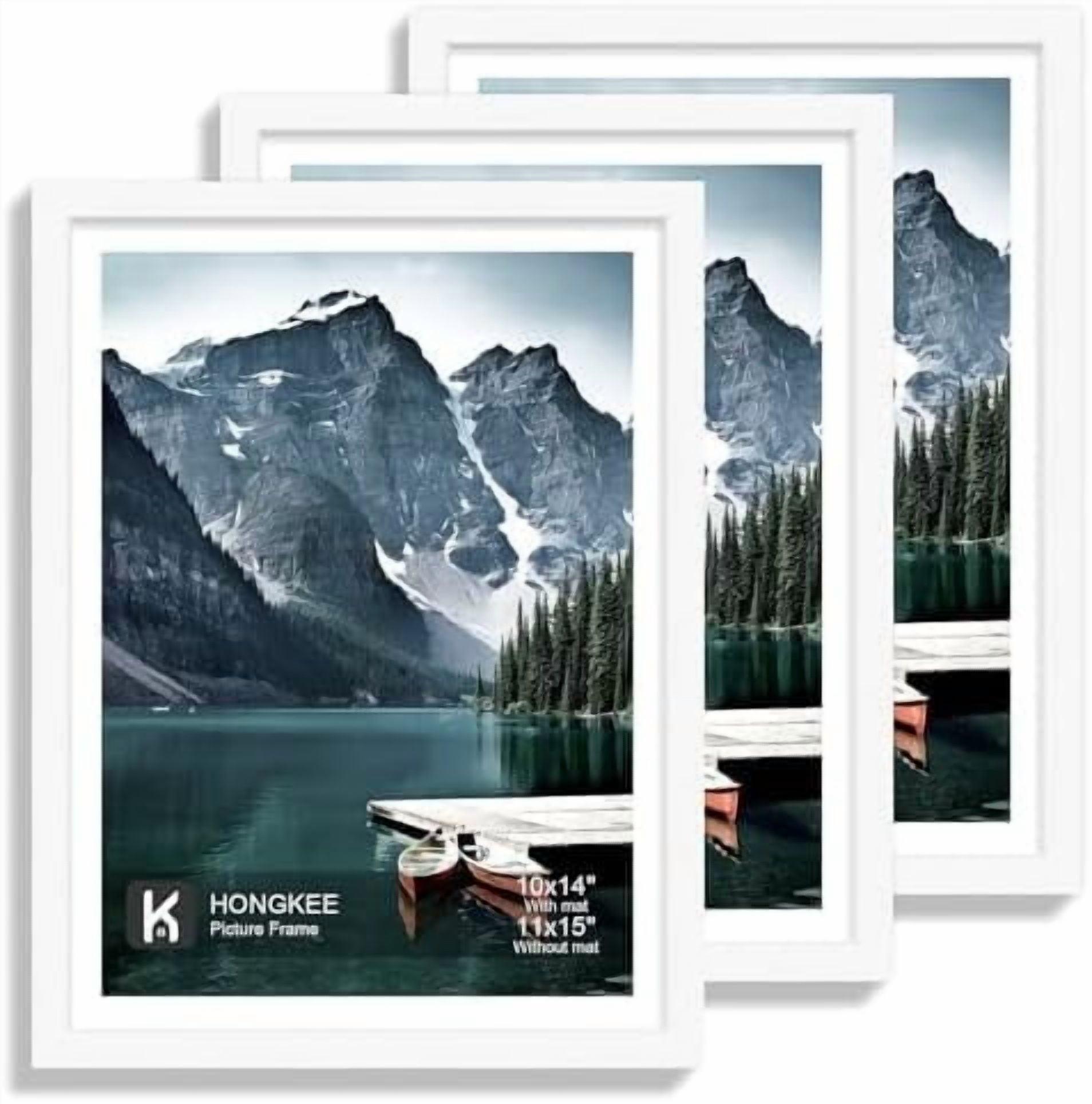 11x15 Picture Frame with Real Glass - Display Pictures 10x14 with Mat ...