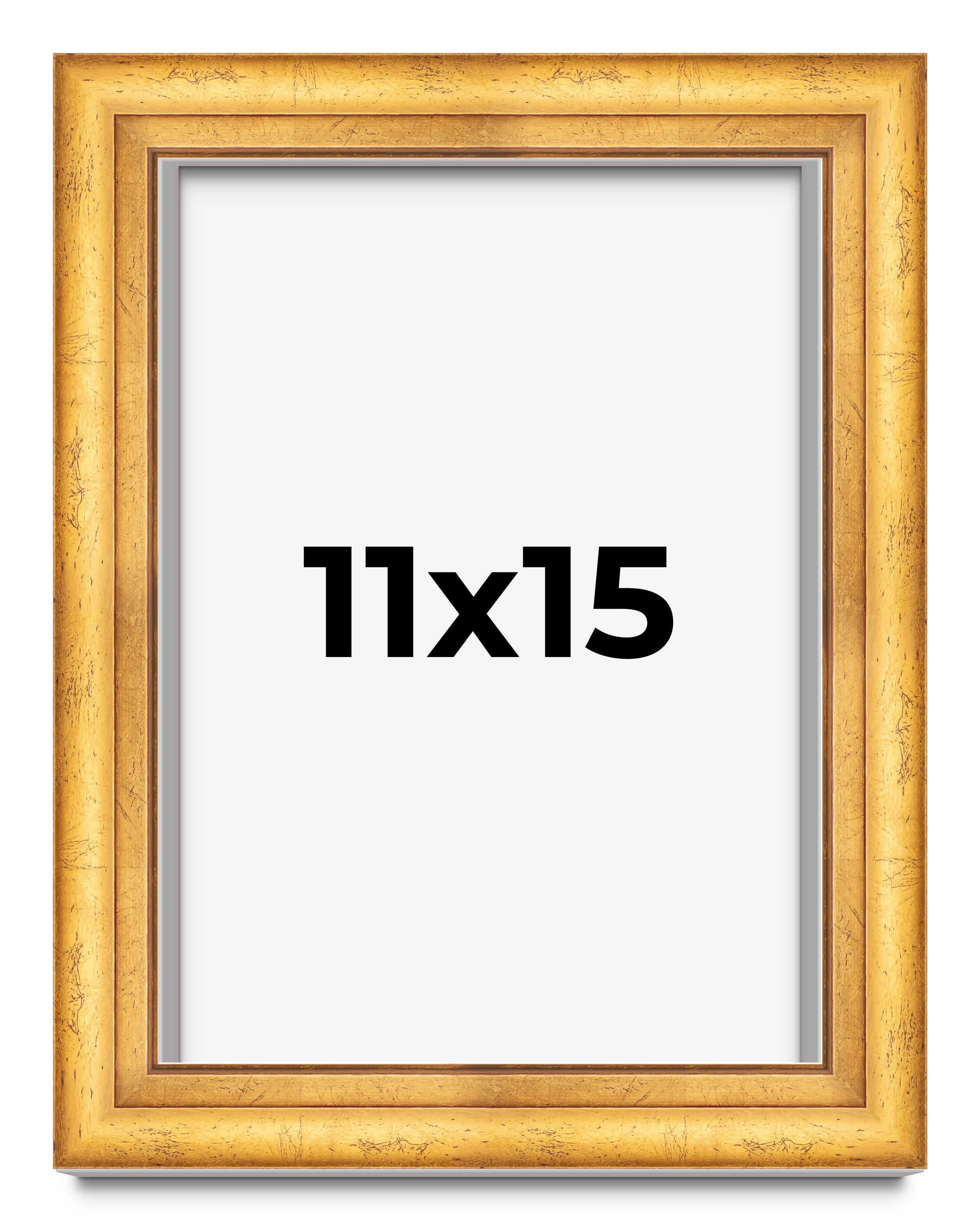 11x15 Shadow Box Frame Gold | 1.75 Inches Deep Real Wood Traditional ...