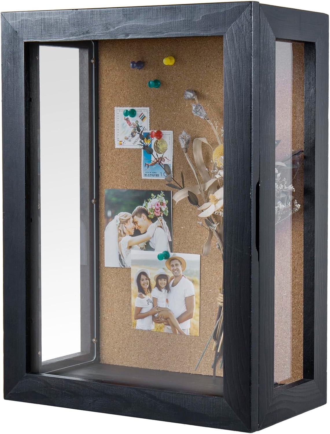 11x15 Solid Wood Heirloom Deep Shadow Box Wall Display Dual-Use Cork ...