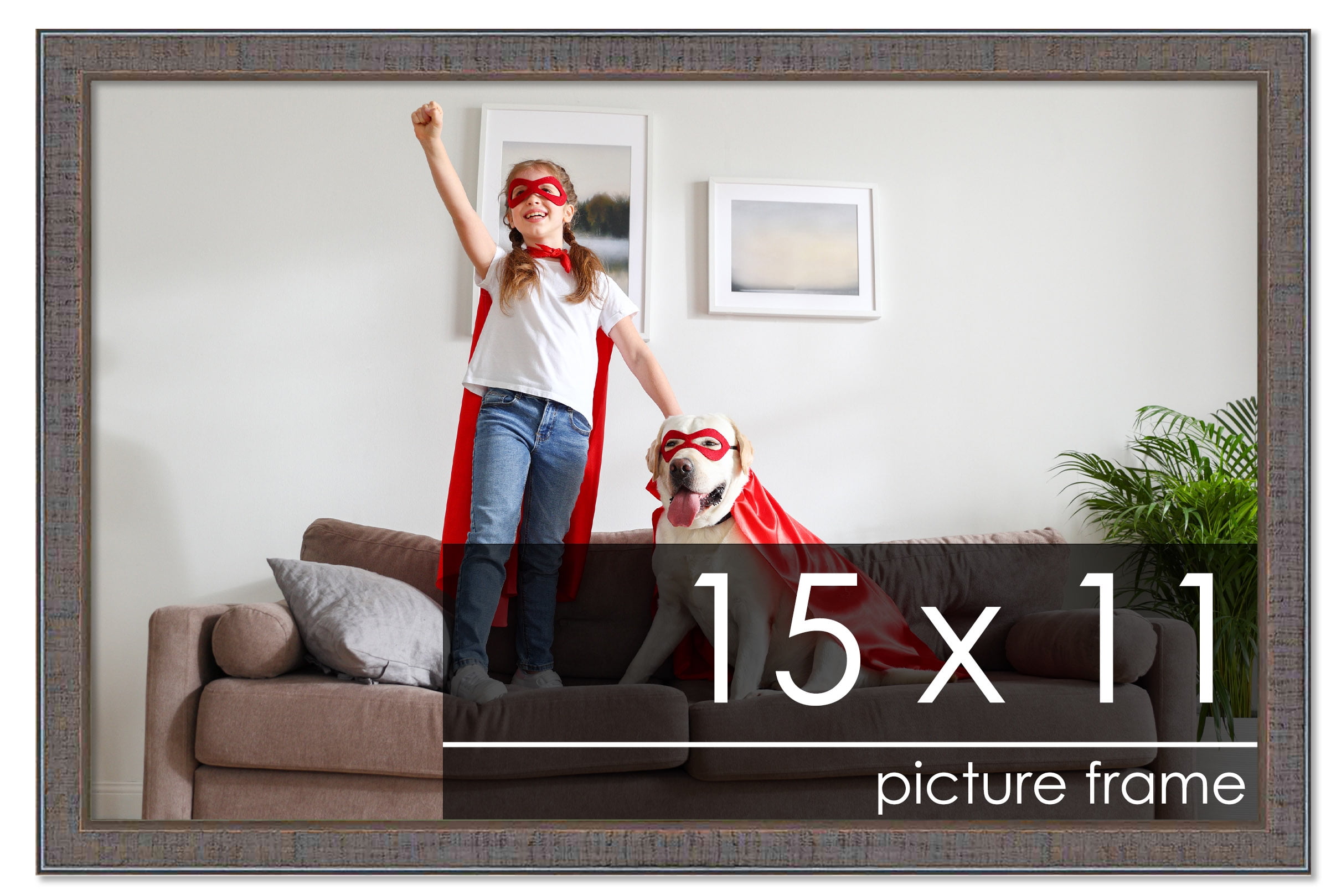 11x15 Textured Grey Picture Frame - UV Acrylic, Foam Board Backing ...