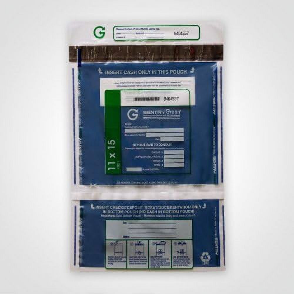 11x15 Vertical Split Deposit Bag Clear Plastic Pocket (Package of 100 ...