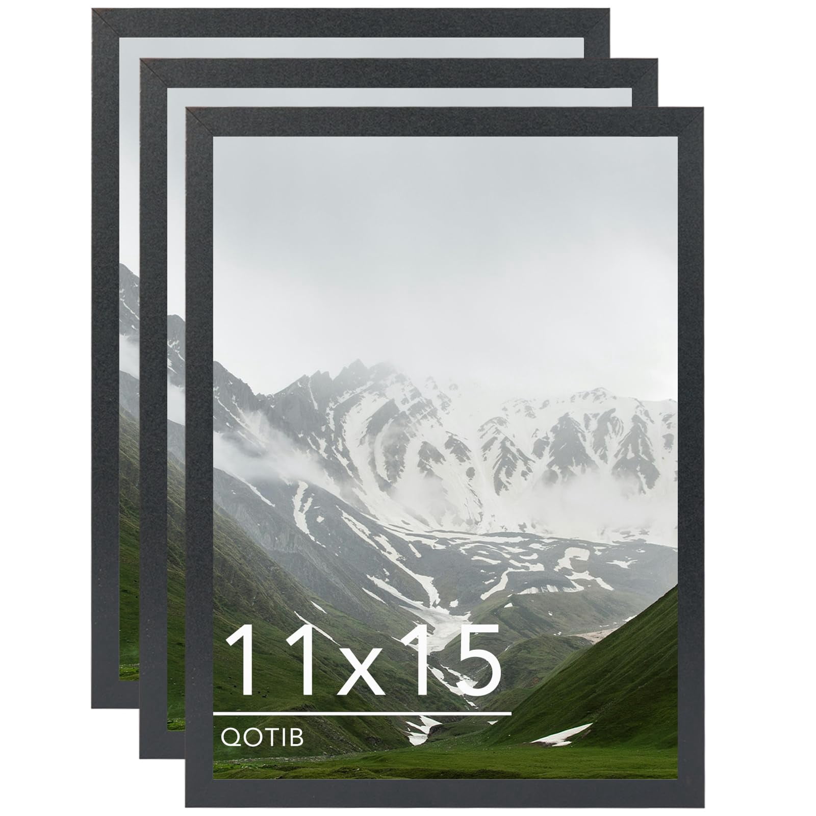 11x15 Wood Frame Black 3 Pack, Wall Mount Picture Frame for Photos ...