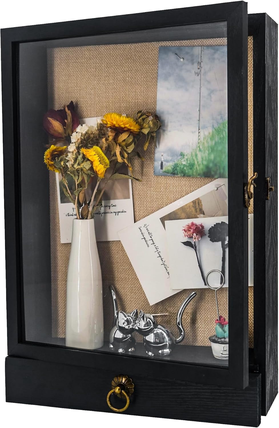 11x16 Deep Shadow Box Frame with Drawer and Soft Line Back, Wooden ...