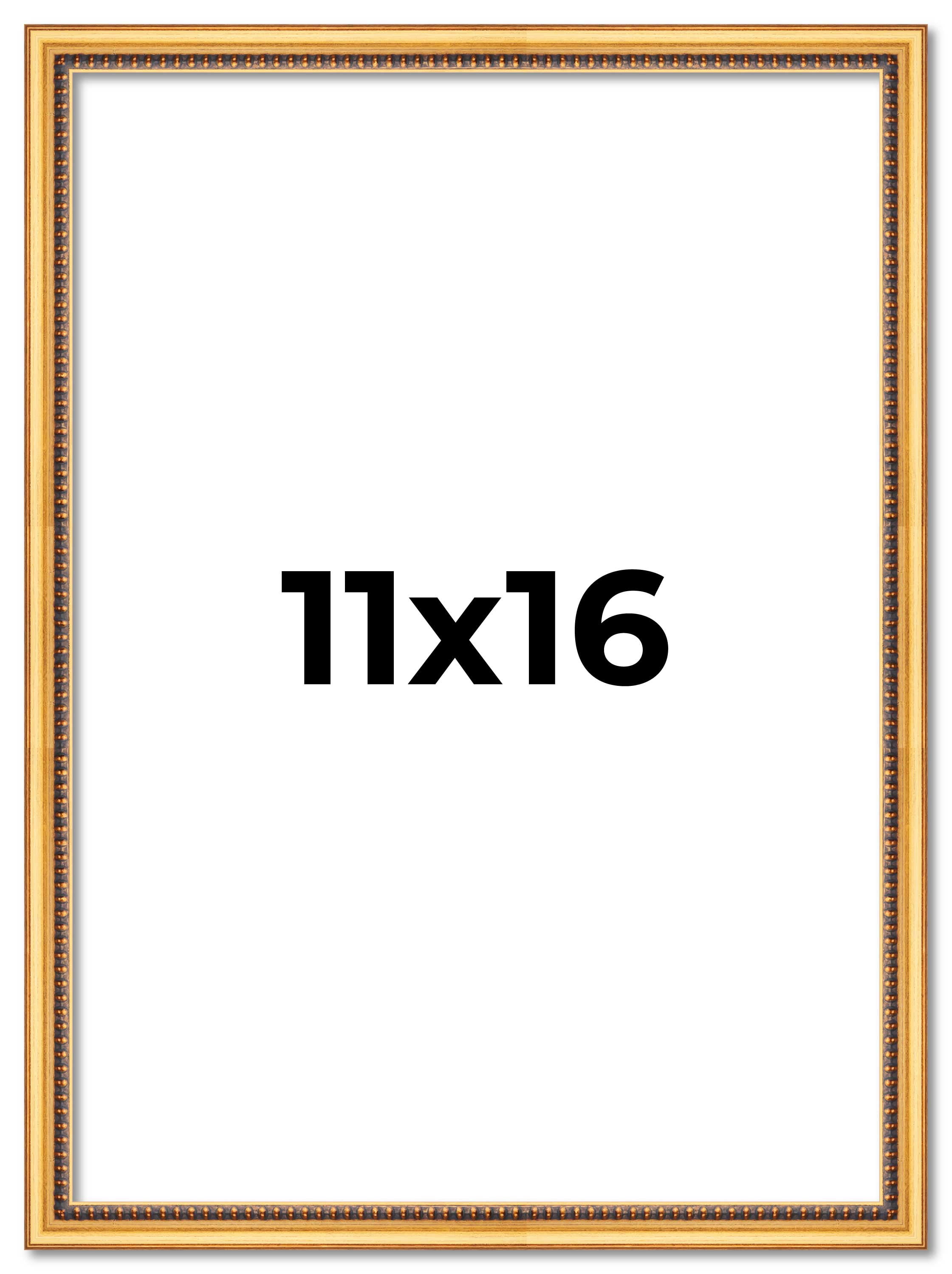 11x16 Frame Beaded Gold Solid Wood Picture Frame | 0.75 Inches Moulding ...