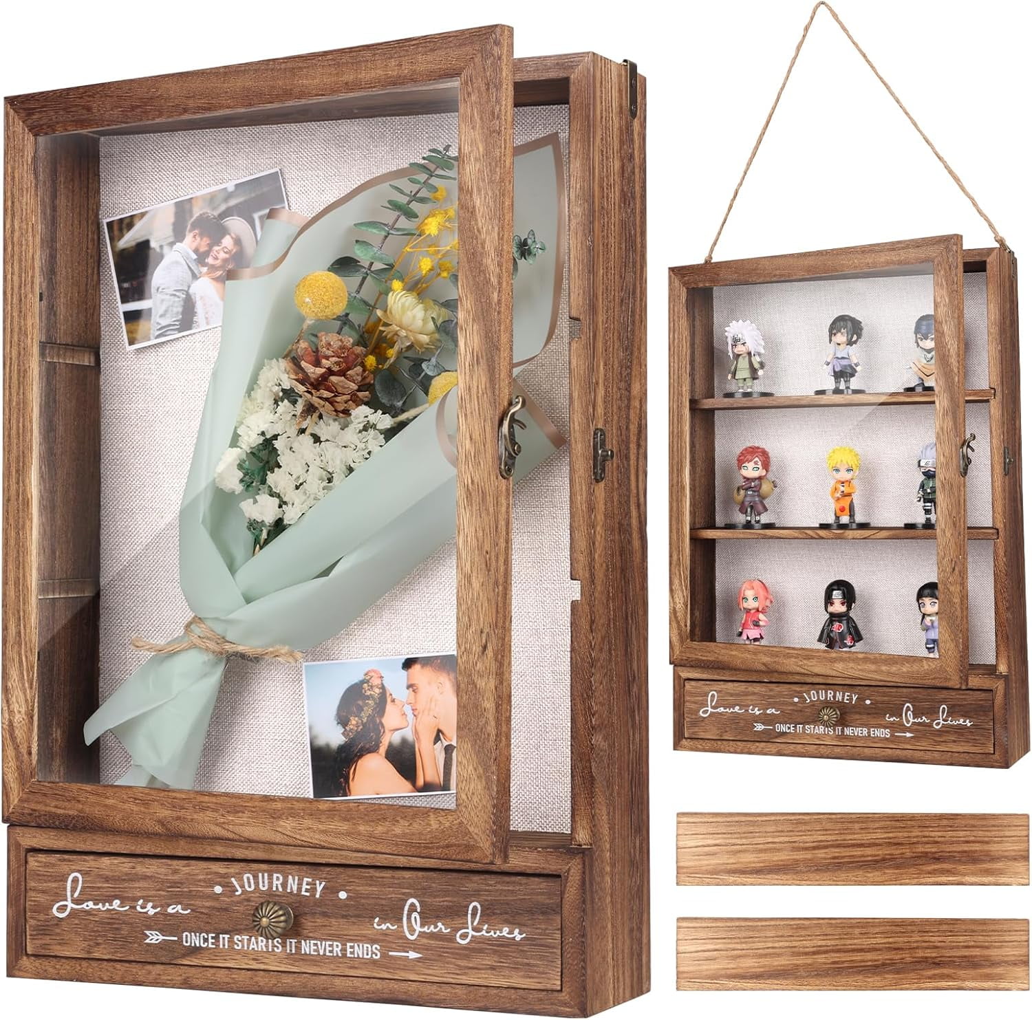 11x16 Large Deep Shadow Box Frame with Drawers and Removable Shelves ...