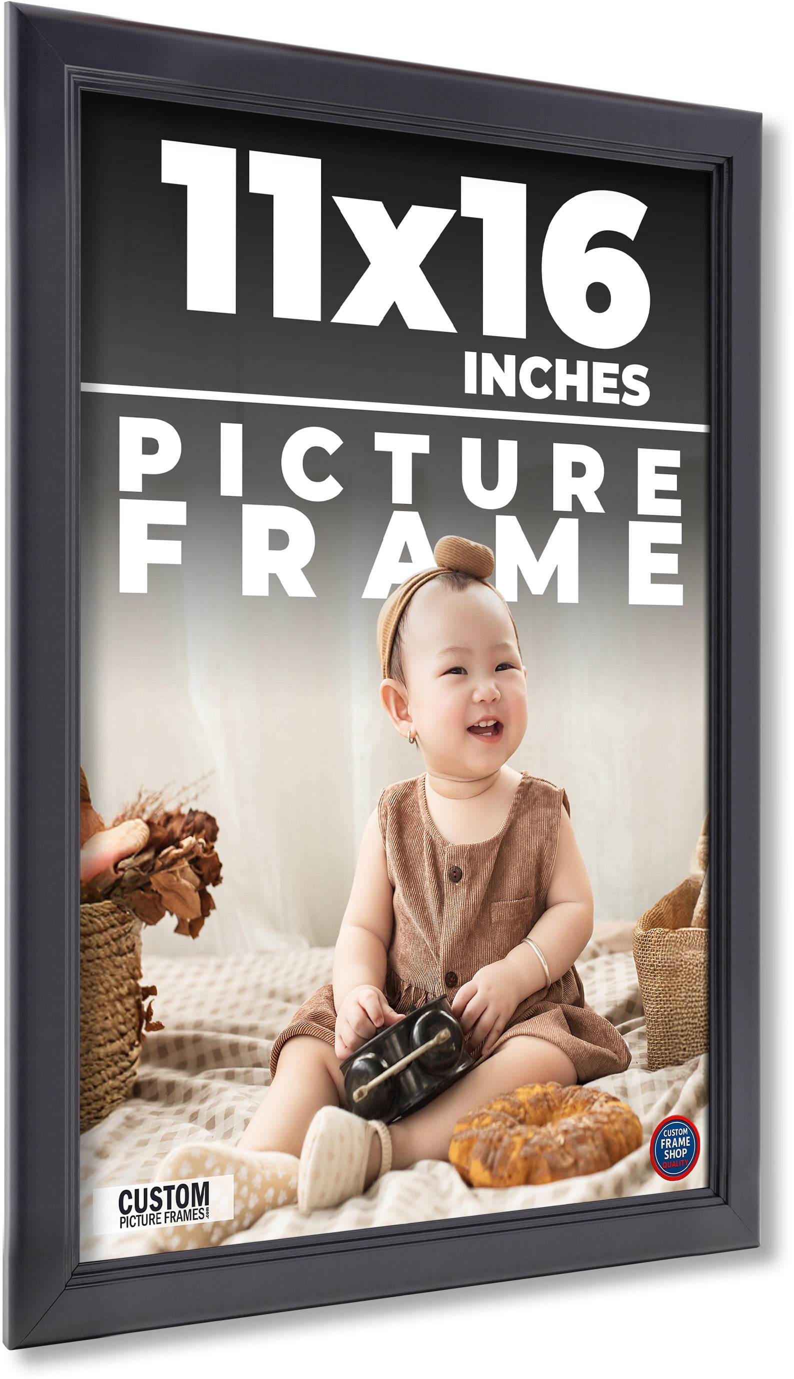 11x16 Refined Black Picture Frame - UV Acrylic, Foam Board Backing ...
