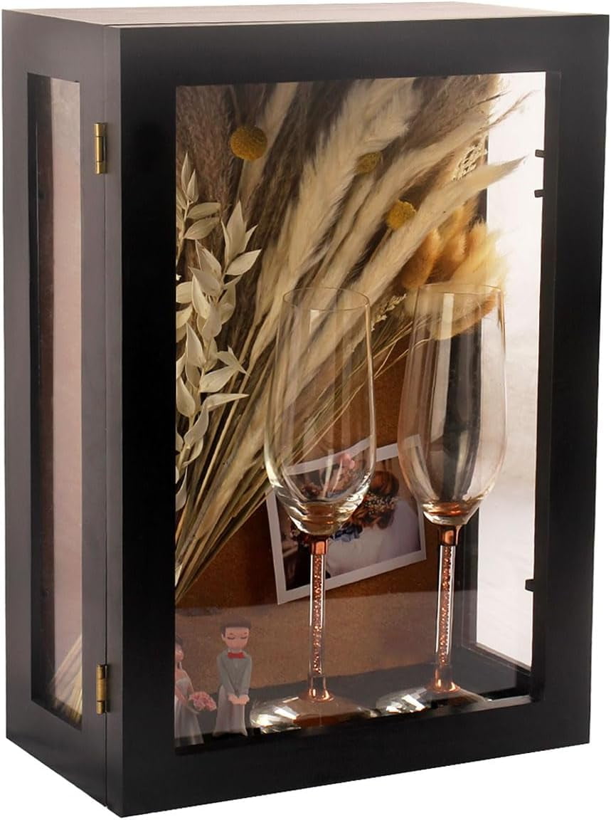 11x16x6 Extra Deep Shadow Box , Wall Mounted Wood Shadow Box with Cork ...