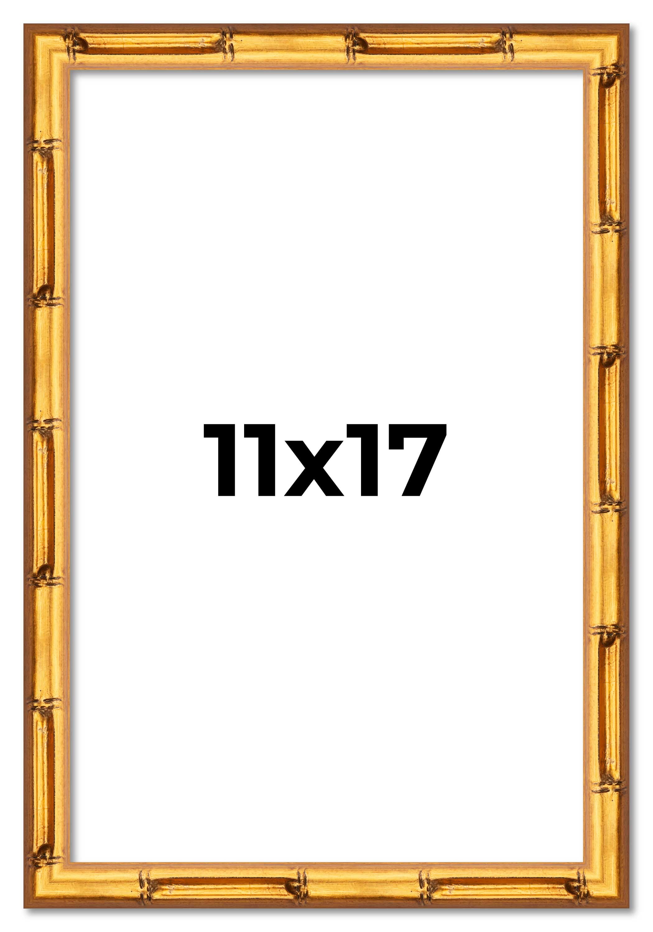 11x17 Frame Gold Bamboo Solid Wood Picture Frame | 1 Inch Moulding Width | Interior Frame Depth ...