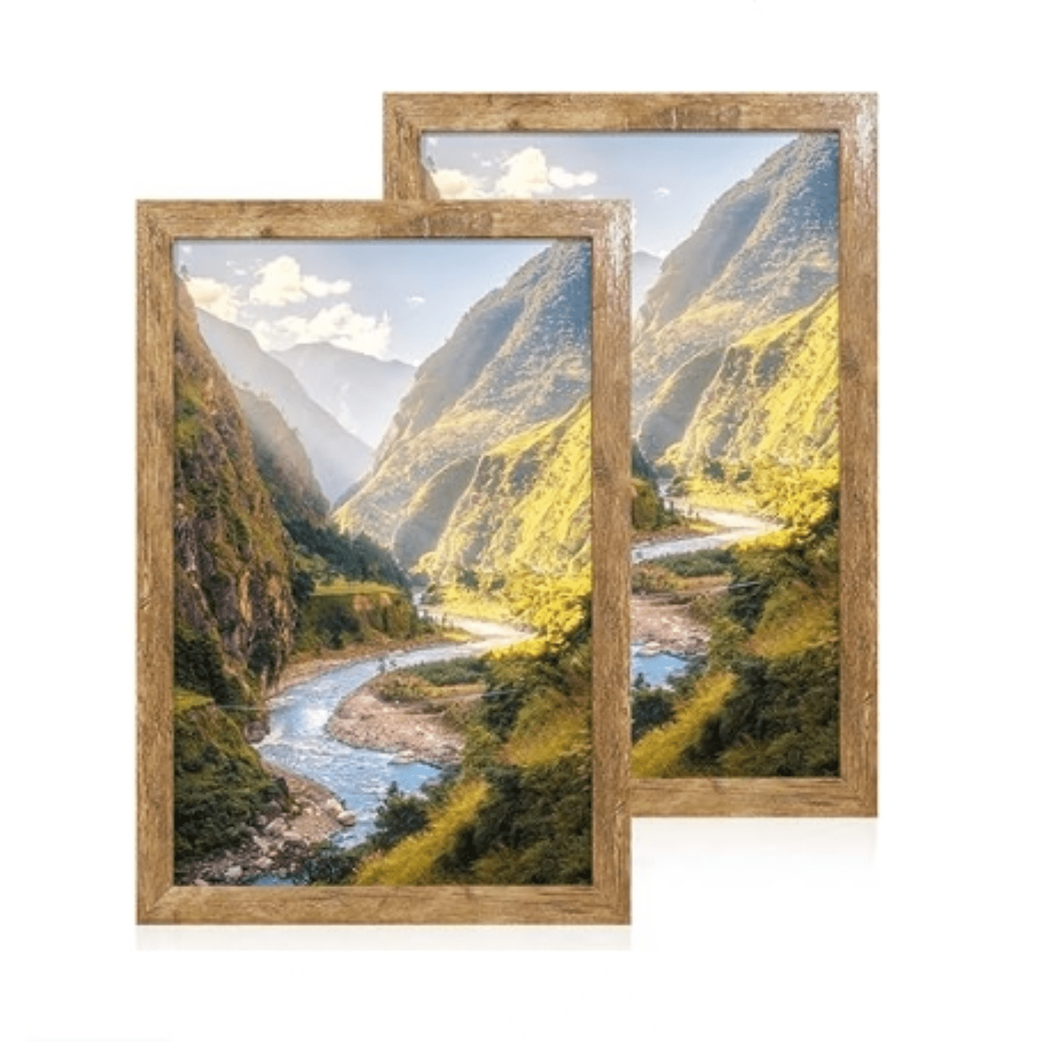 11x17 Frame, Rustic Brown Wood Picture Frames Set of 2 With plexiglass ...