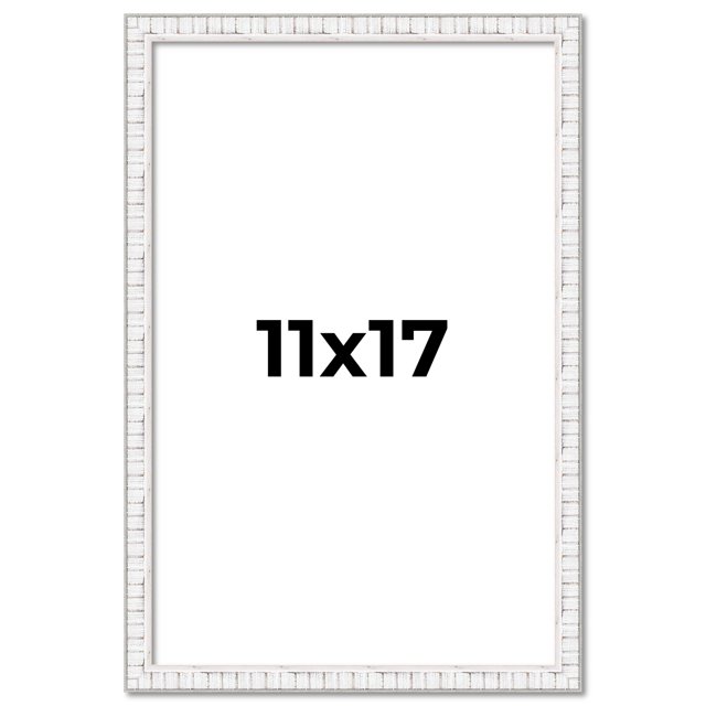 11x17 Frame White Scuffed Rustic Solid Wood Picture Frame | 0.75 Inch ...