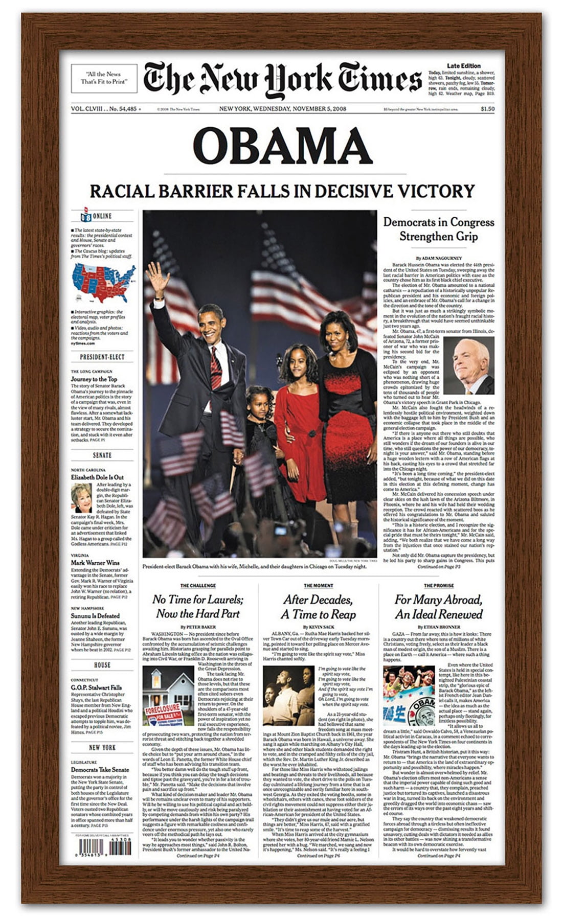 11x17 Newspaper Frame - Brown Wood - Acid Free, UV Acrylic to Protect ...