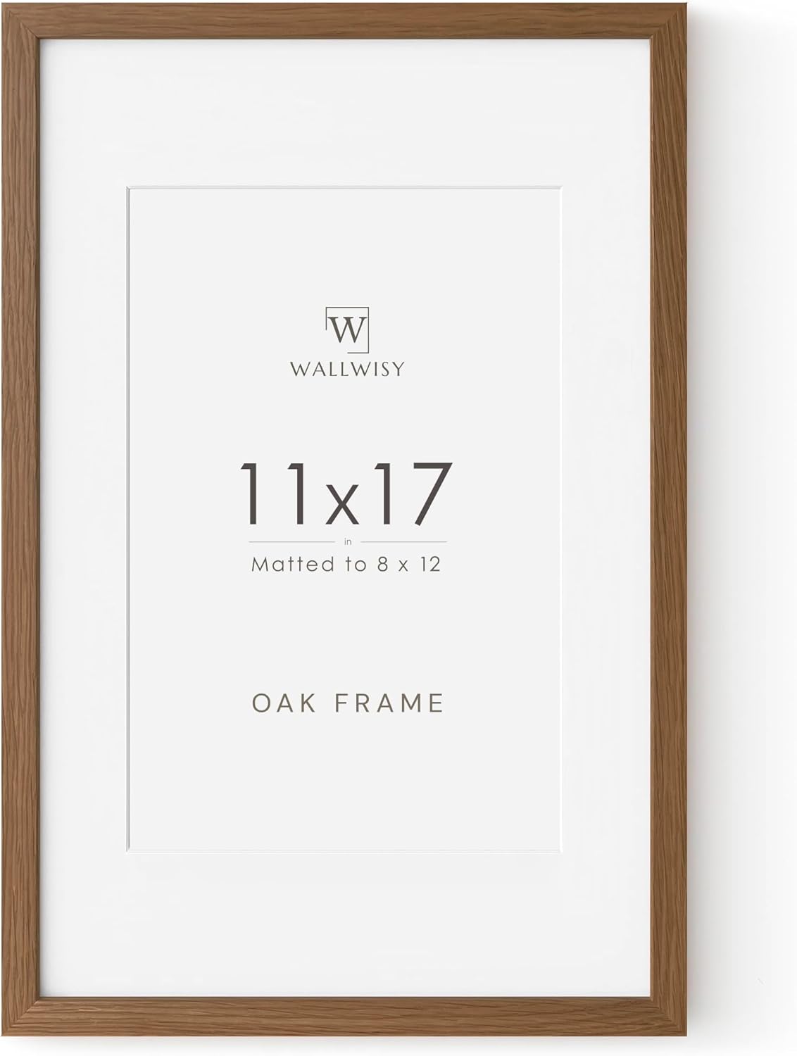 11x17 Oak Picture Frame, Solid Oak 11x17 Poster Frame with Mat to 8x12 ...