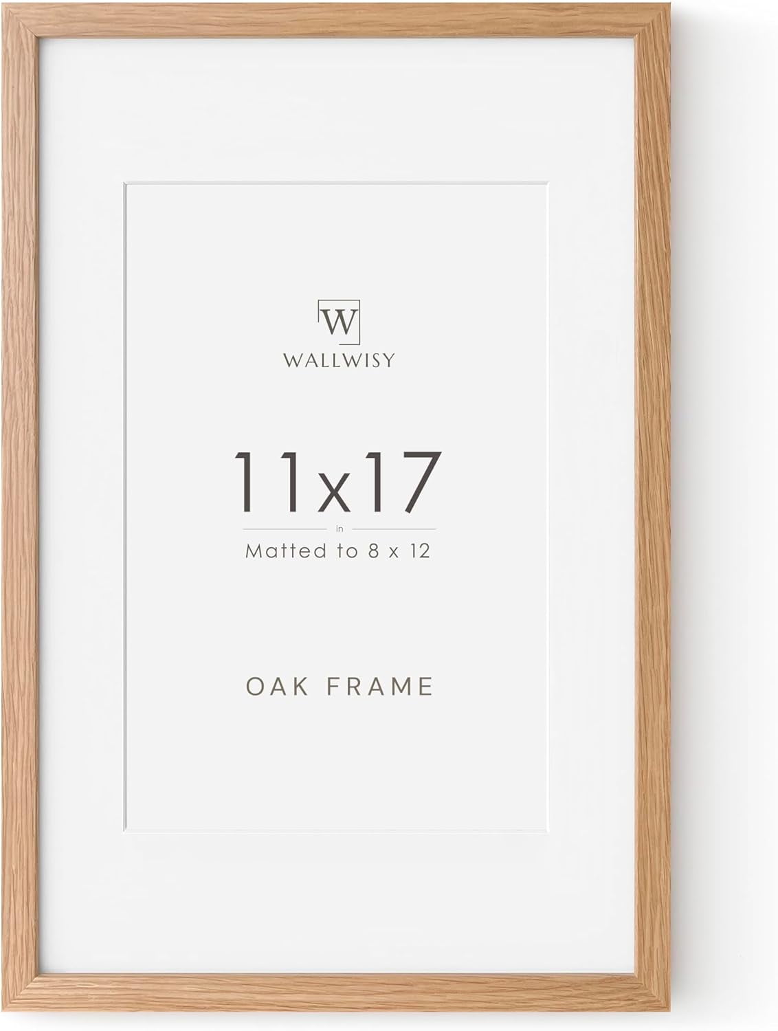 11x17 Oak Picture Frame, Solid Oak 11x17 Poster Frame with Mat to 8x12(Openning Size is 7.5x11.5 ...