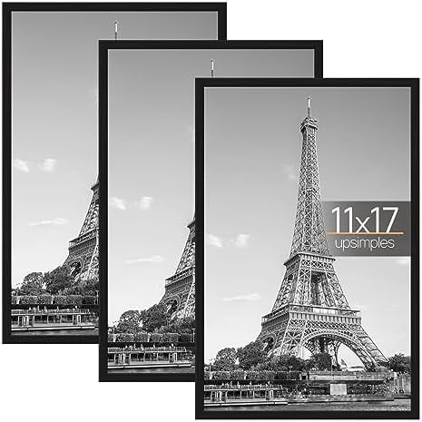 11x17 Picture Frame Black 3 Pack, Scratch-Proof 11 x 17 Poster Frames ...