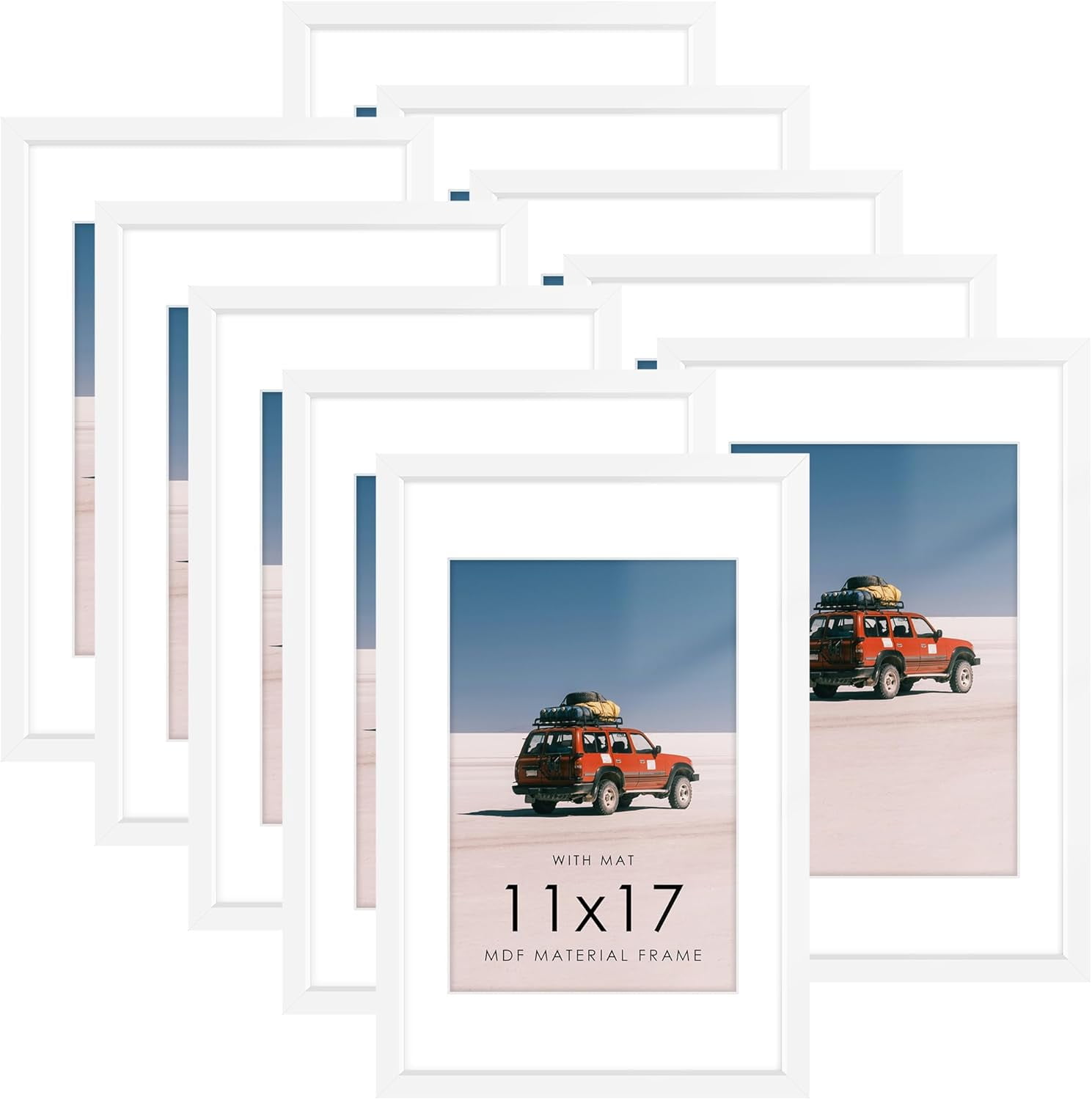 11x17 Picture Frame Sef of 10, Display Pictures 8x12 with Mat or 11 x 17 Without Mat, Photo ...