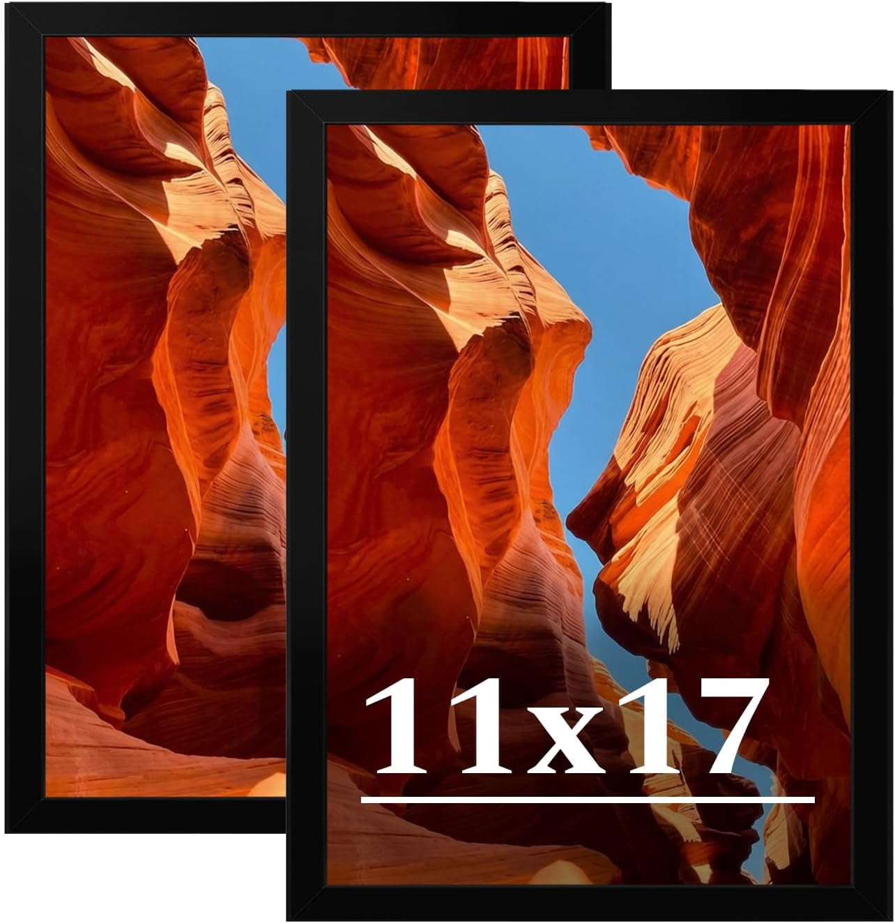 11x17 Picture Frame Set of 2, 11 x 17 Black Picture Frame with HD ...