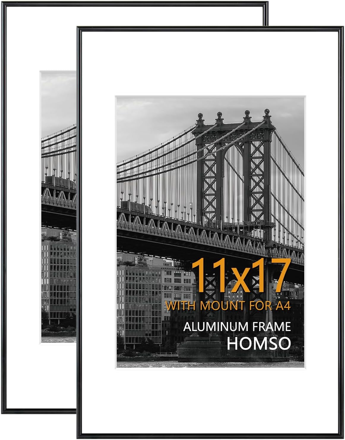 11x17 Picture Frame Set of 2, 11x17 Poster Frame for Displaying Pictures A4 with Mat or 11x17 ...