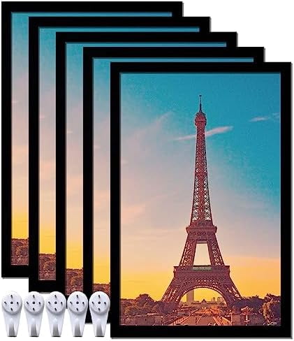 11x17 Picture Frame Set of 5, Black Photo Frames High Transparent Wall ...