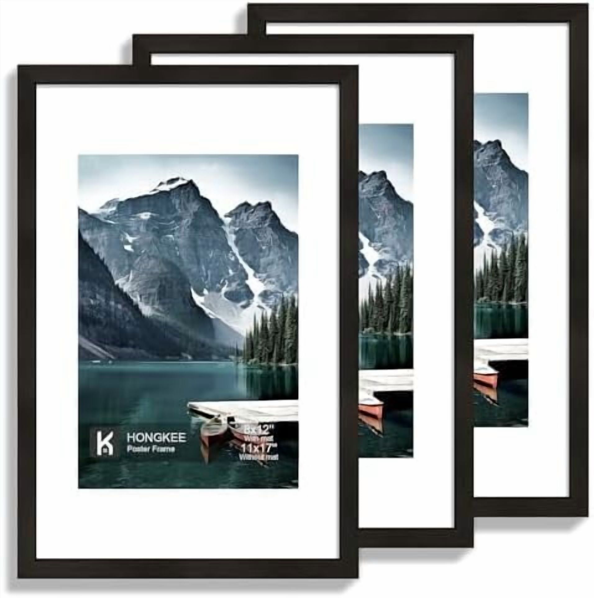 11x17 Picture Frame Set of 3 - Display 8x12 Photo with Mat or 11 x 17 ...