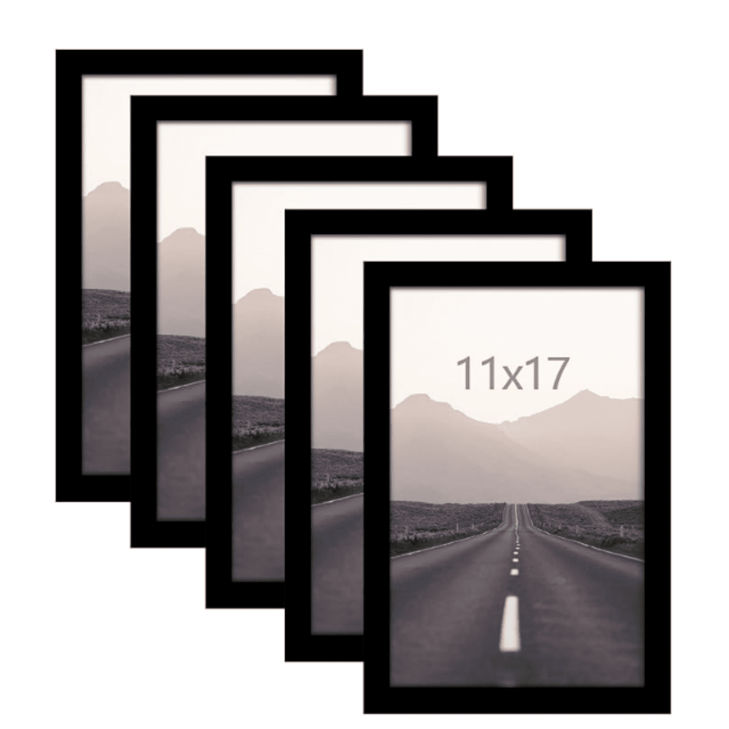 11x17 Picture Frame Set of 5, Black Poster Frame for Horizontal or ...