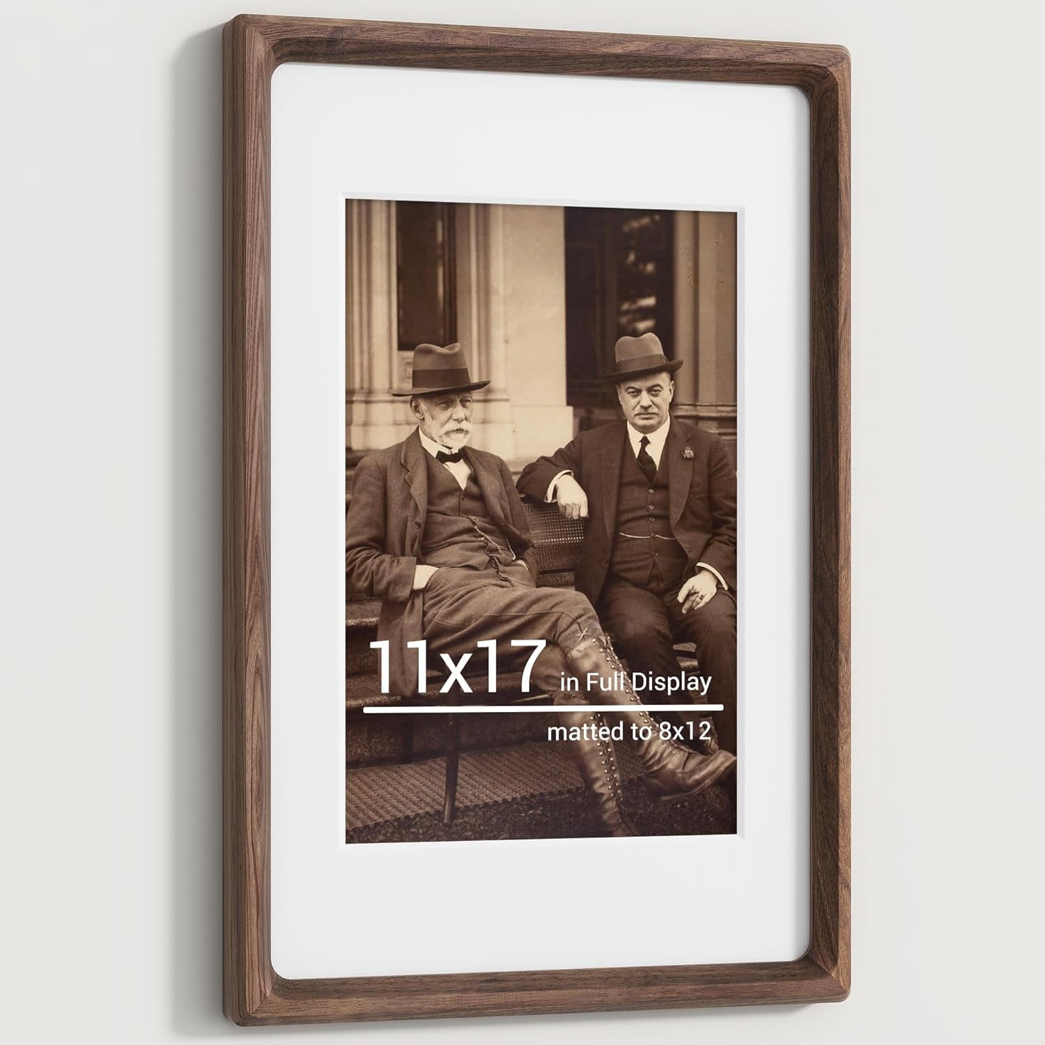 11x17 Picture Frames Natural Walnut, Original Wood Hand Make Crafted Diploma Frame with Mat to ...