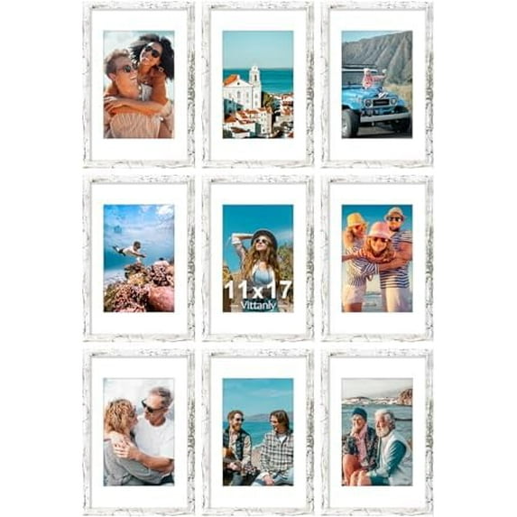 11x17 Picture Frames Set of 9, Shatter Resistant Plexiglass, Display ...