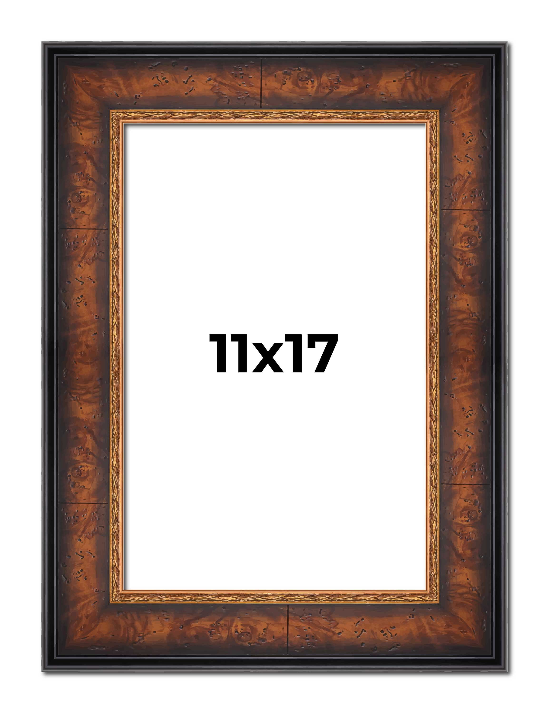 11x17 Frame Brown Walnut Gold Ornate Trim Solid Wood Plein Air Picture ...
