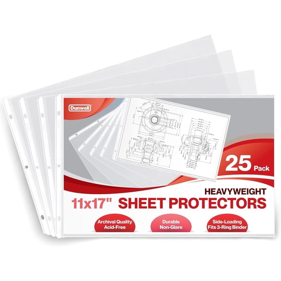 11x17 Sheet Protectors Landscape - (25 Pack, Heavyweight), 11 x 17 ...
