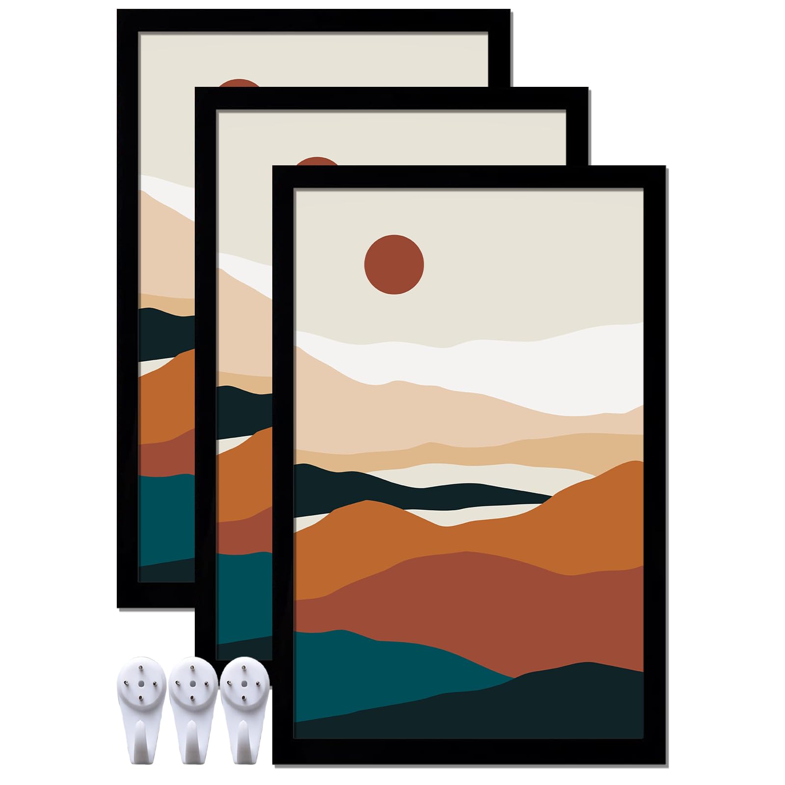 Black 11x17 picture frames 3 pack, sturdy plastic frames for photos ...