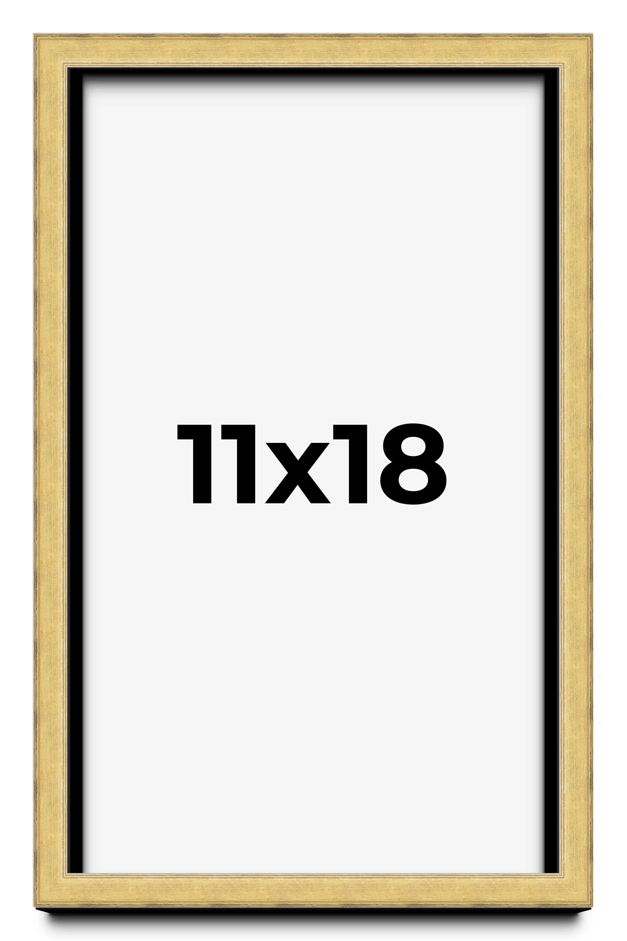11x18 Shadow Box Frame Gold | 1.375 Inches Deep Real Wood Contemporary ...