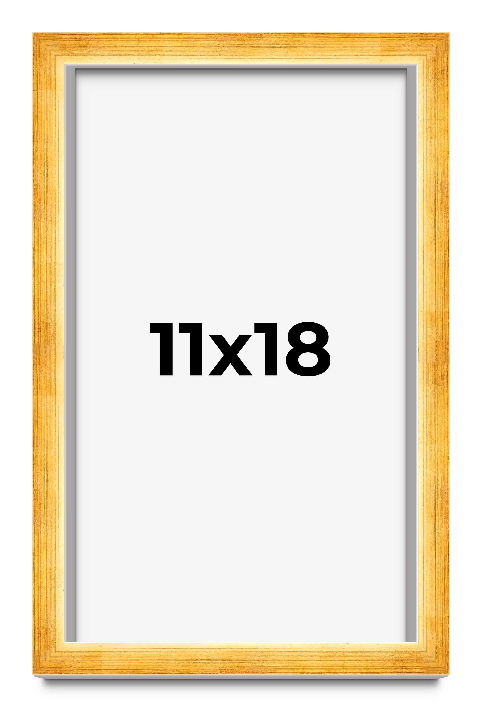 11x18 Shadow Box Frame Gold | 1.625 Inches Deep Real Wood Traditional ...