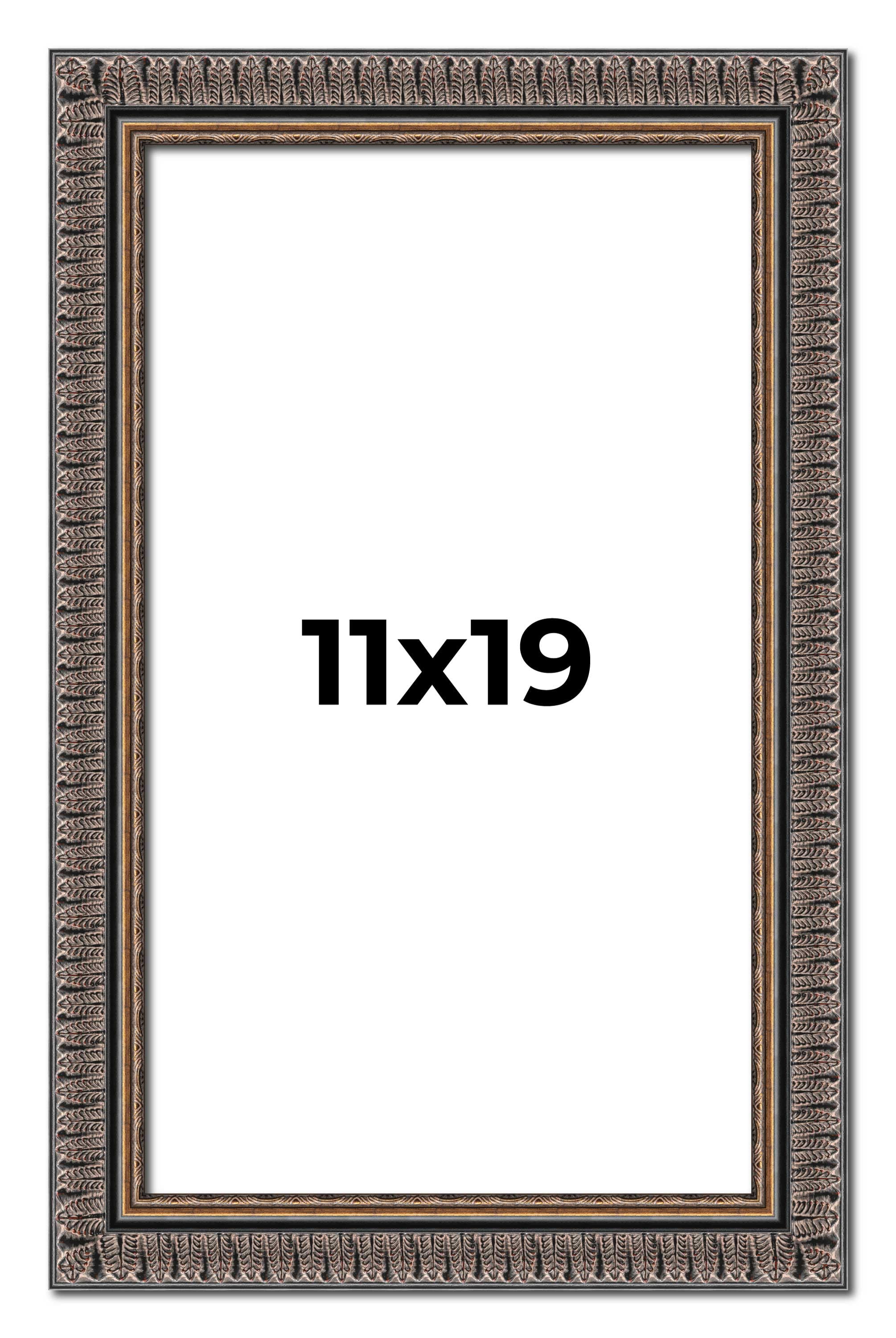 11x19 Frame Black Feather Payton Ornate Solid Wood Picture Frame Width ...