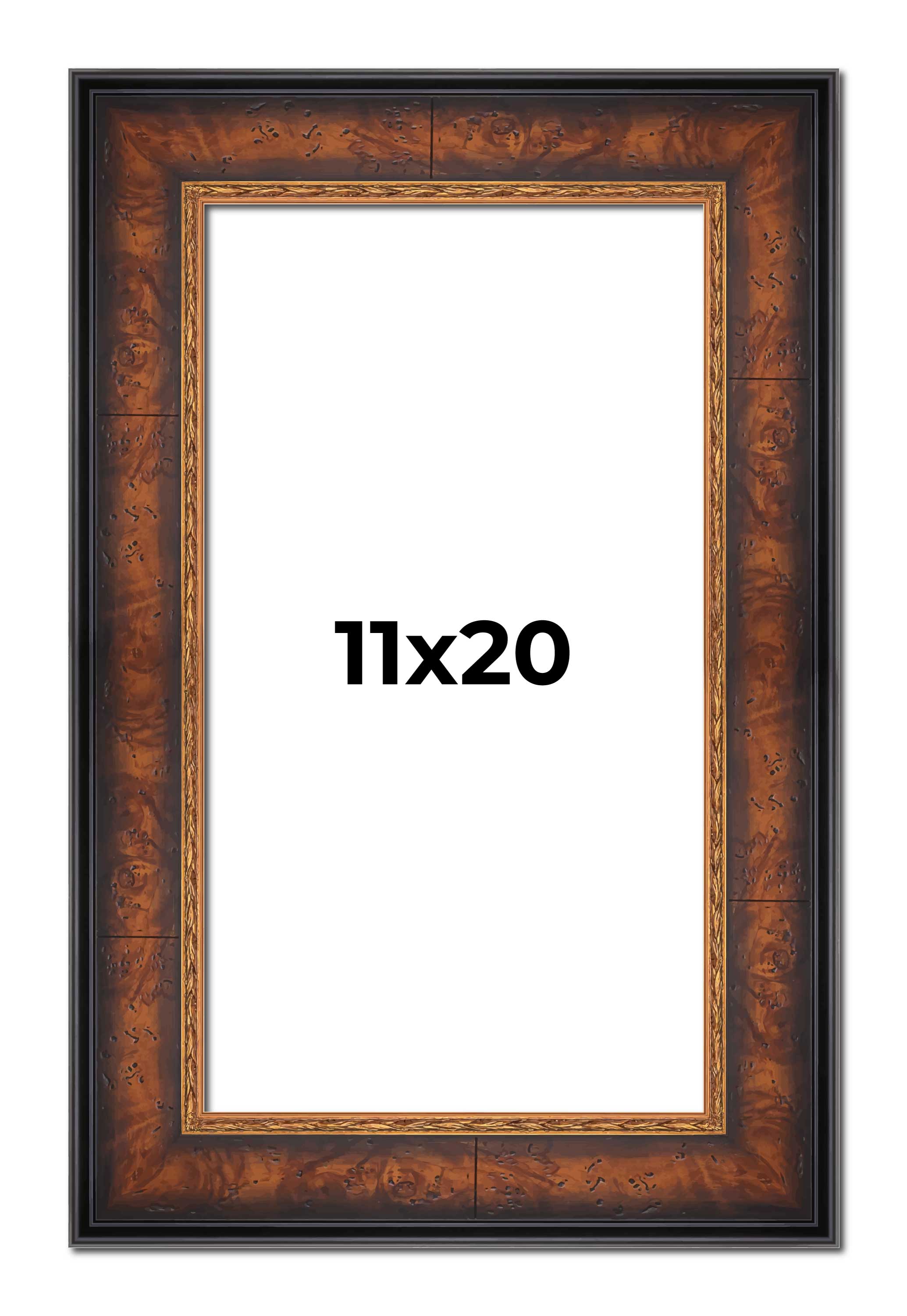 11x20 Frame Brown Walnut Gold Ornate Trim Solid Wood Plein Air Picture ...