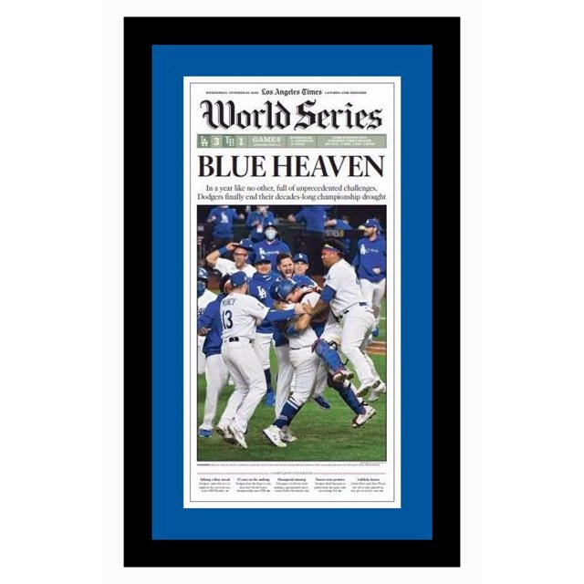 11x22.5 Newspaper Frame - with Blue and White Double Mat - Made to ...