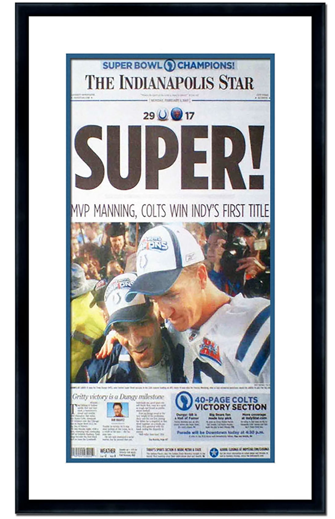 11x22.5 Newspaper Frame - with White and Blue Double Mat - Made to ...