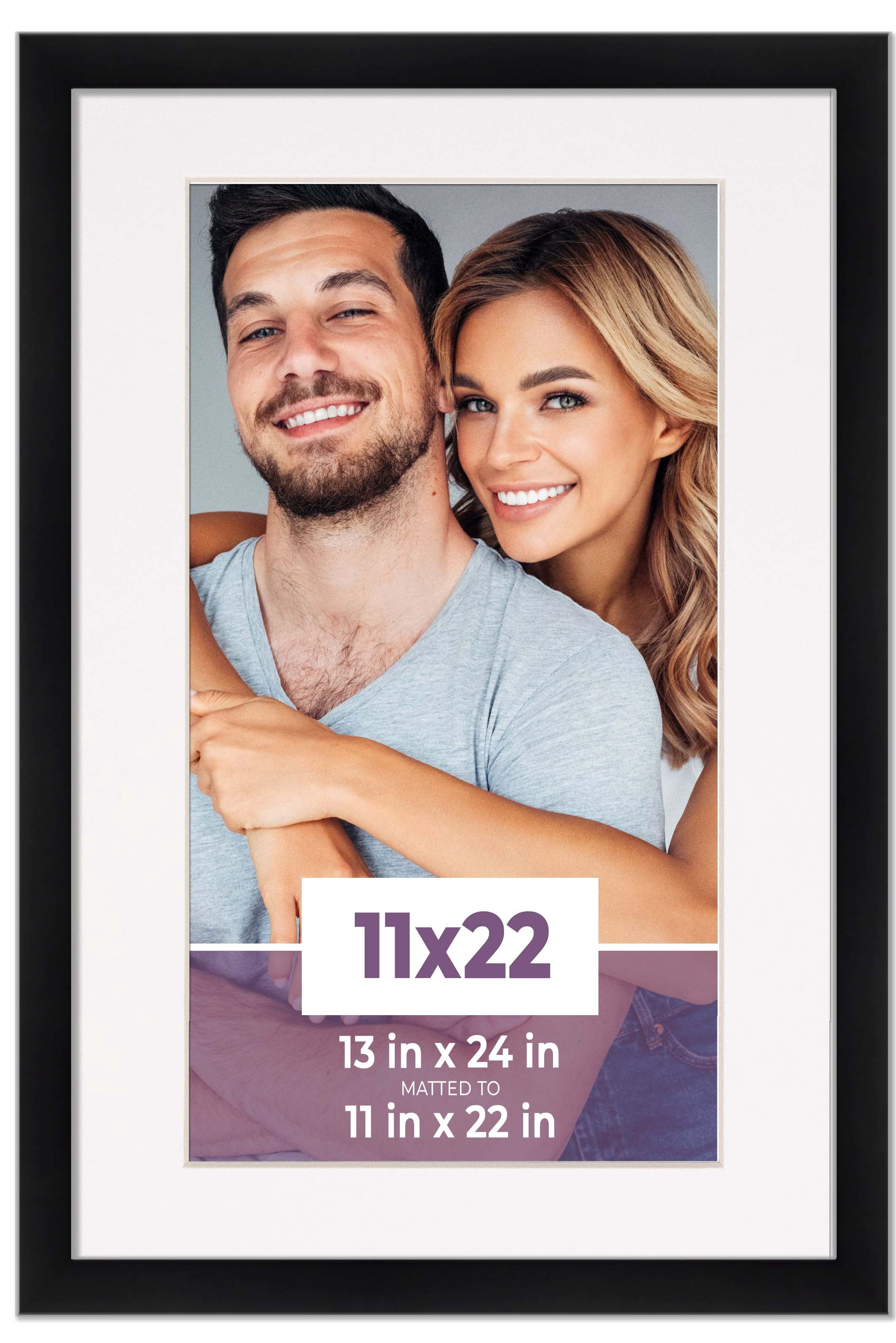 11x22 Frame Black With White Picture Mat For 11x22 Photo - Black 13x24 ...