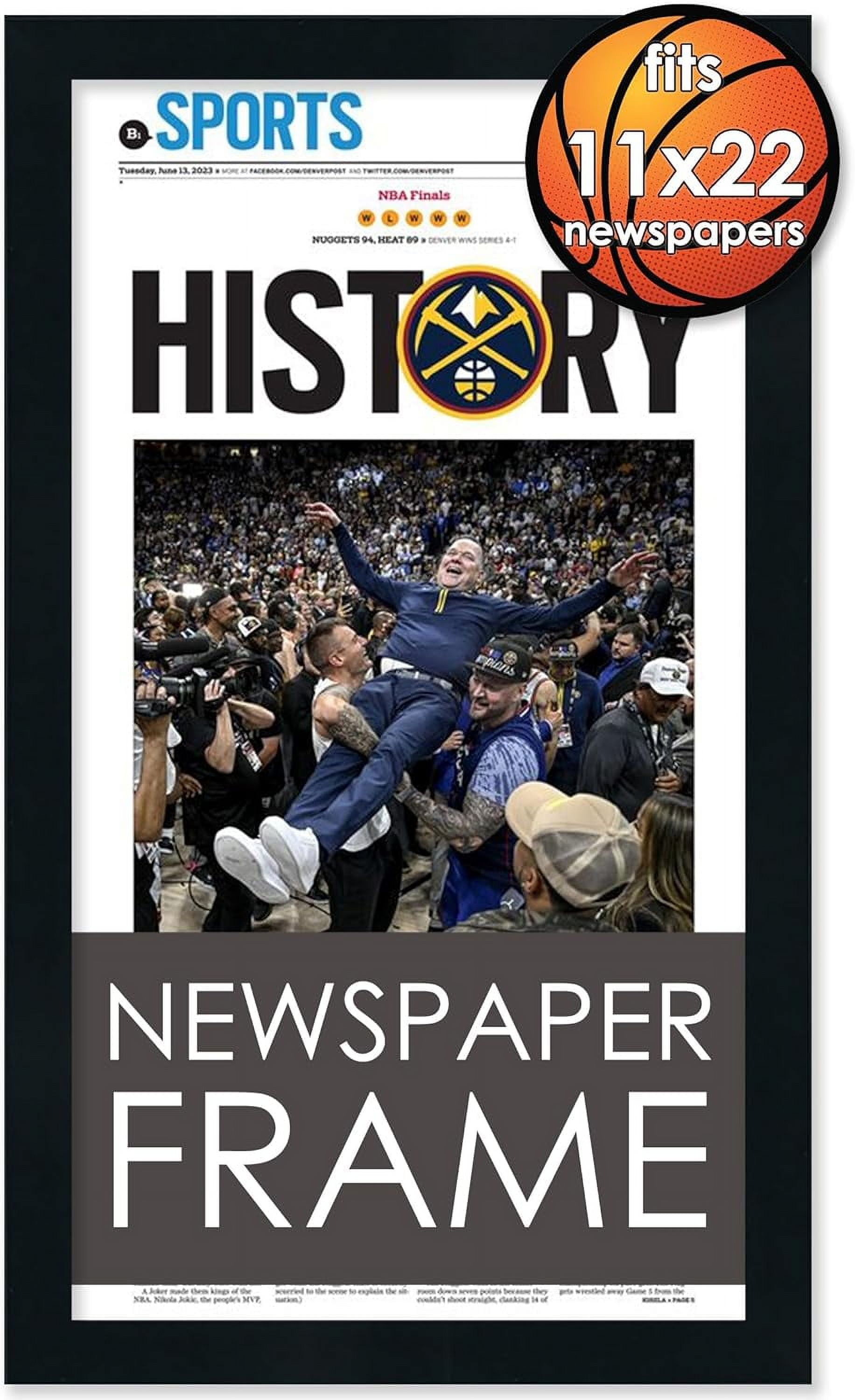 11x22 Frame for Newspapers (Black) | Solid Pine Natural Wood Frame, Matte Black | UV Resistant ...