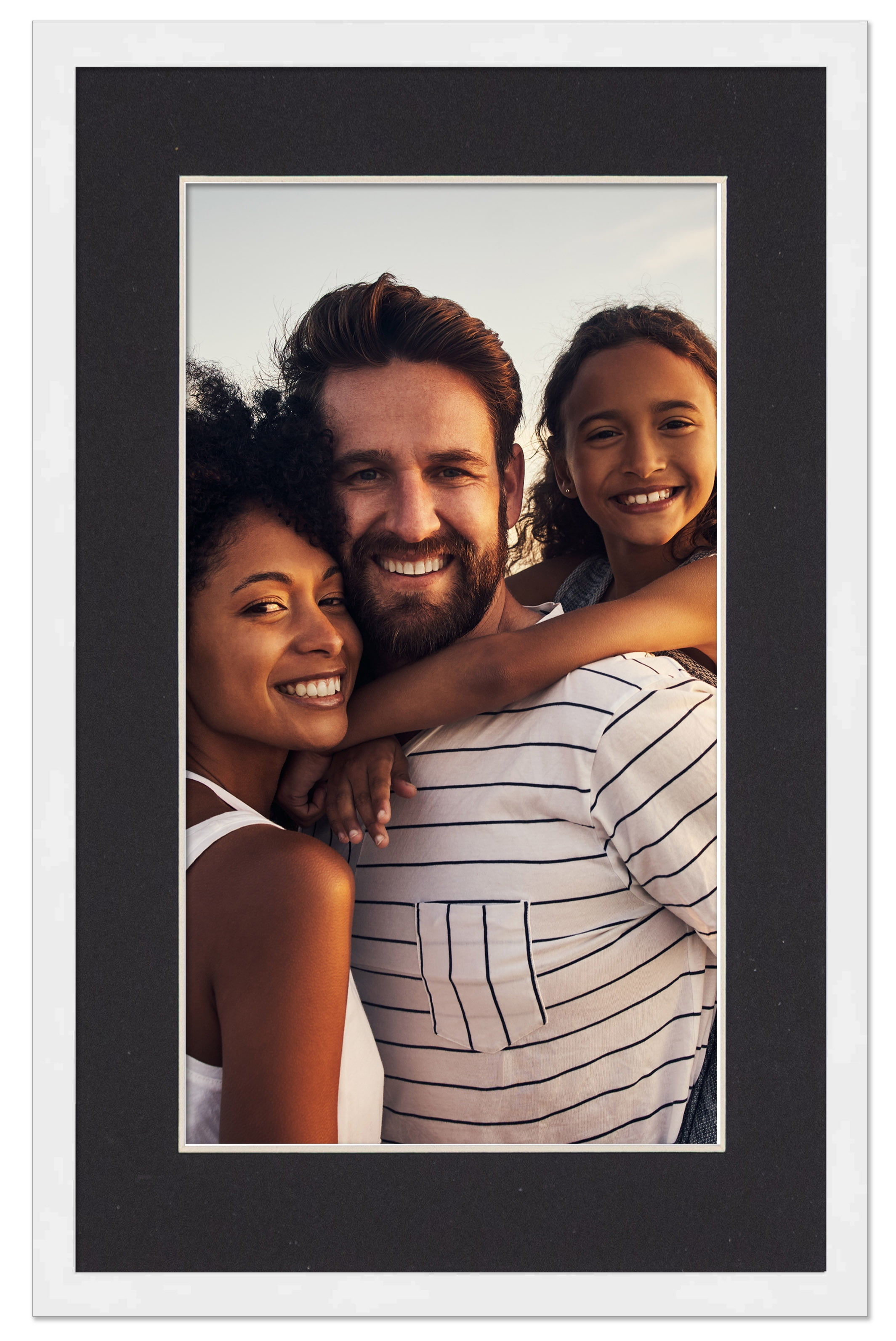 11x22 Frame with Mat - White 13x24 Frame Wood Made to Display Print or ...