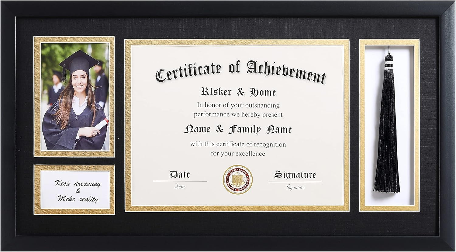11x22 Matte Black Diploma Frames with Tassel Holder for 8.5x11 ...