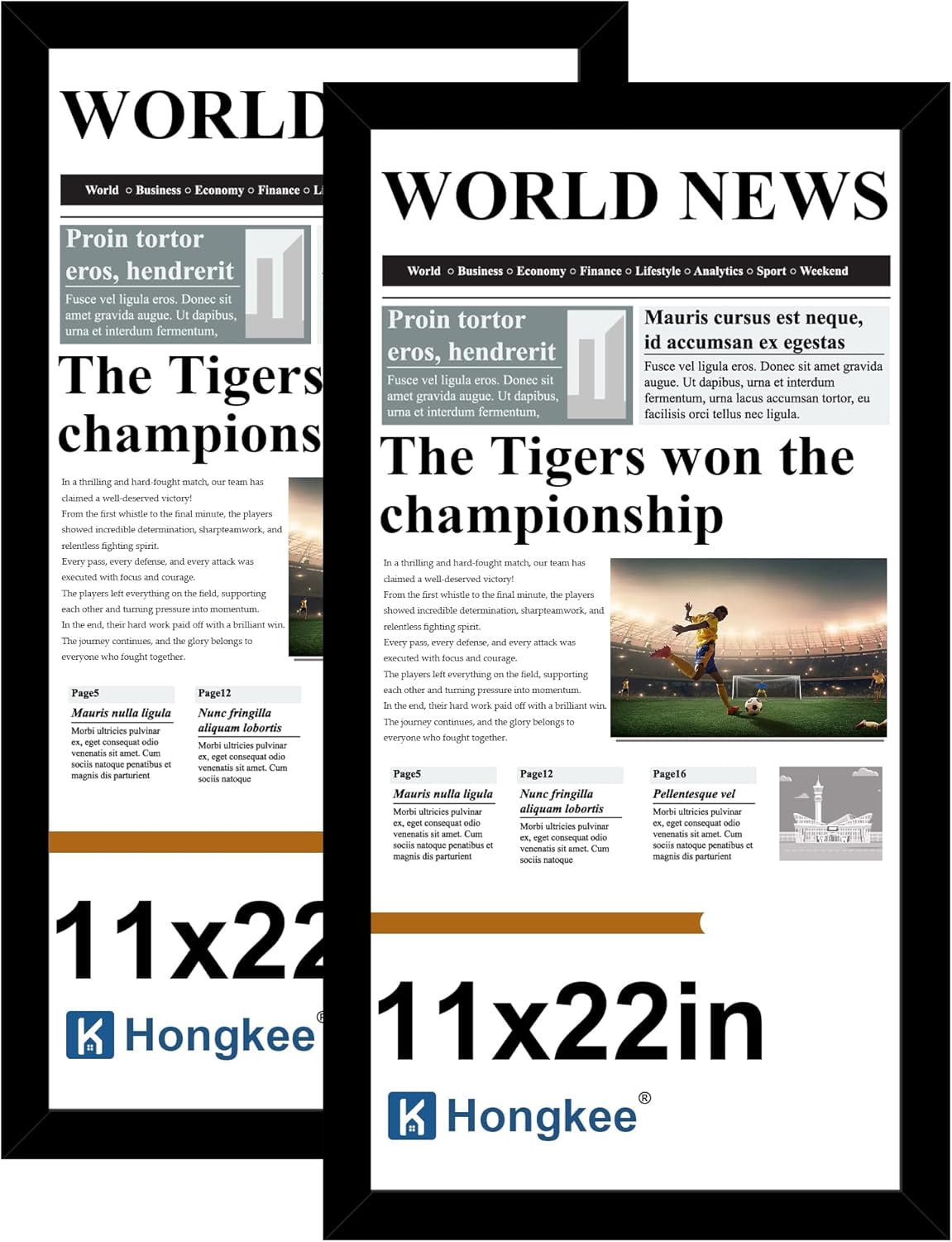 11x22 Newspaper Frame 2 Packs, Real Glass and Black Wood Frame, Display ...