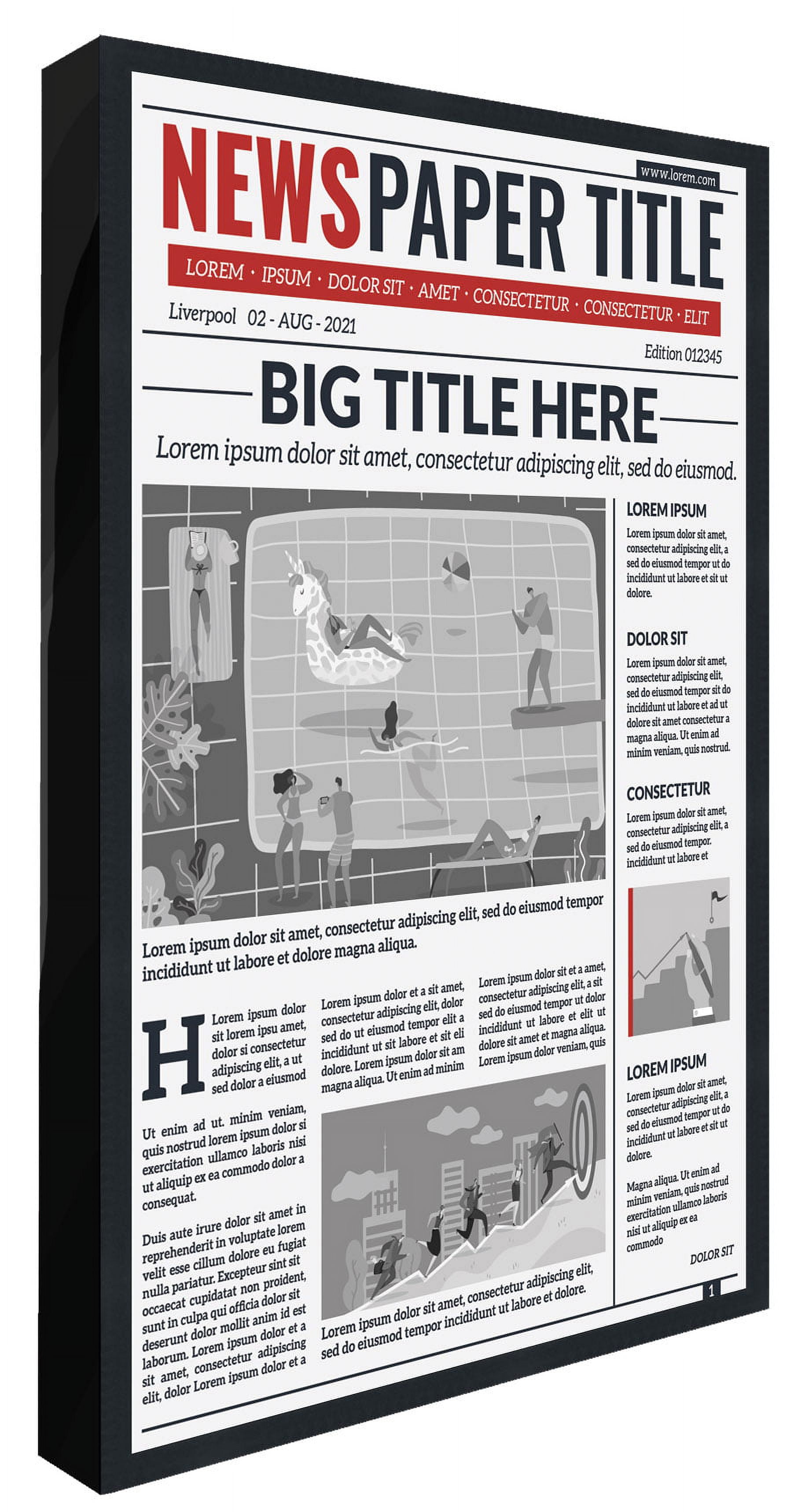 11x22 Newspaper Frame Solid Wood - Matte Black Finish - Matches Any ...