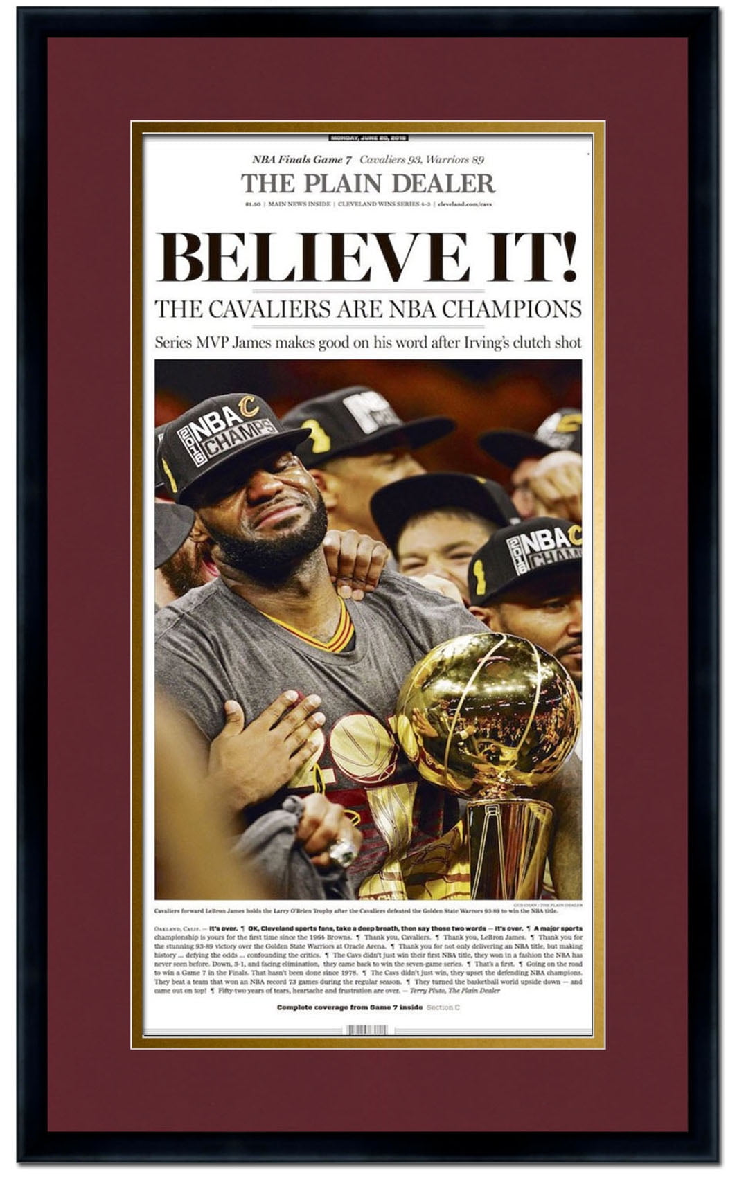 11x22 Newspaper Frame - with Burgundy and Gold Double Mat - Made to ...