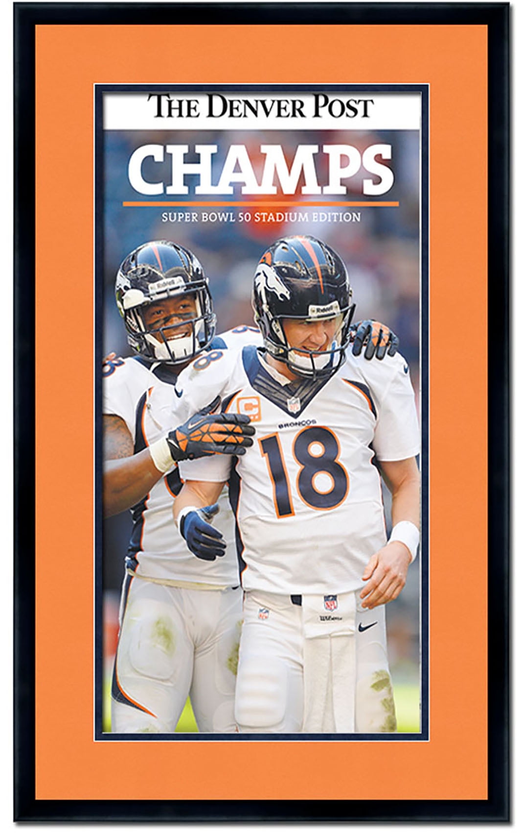 11x22 Newspaper Frame - with Orange and Navy Double Mat - Made to ...