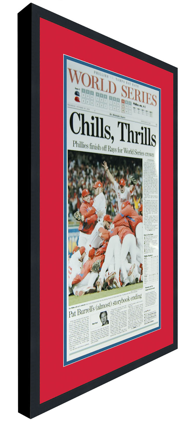 12.5x22 Newspaper Frame - with Red and Blue Double Mat - Made to ...