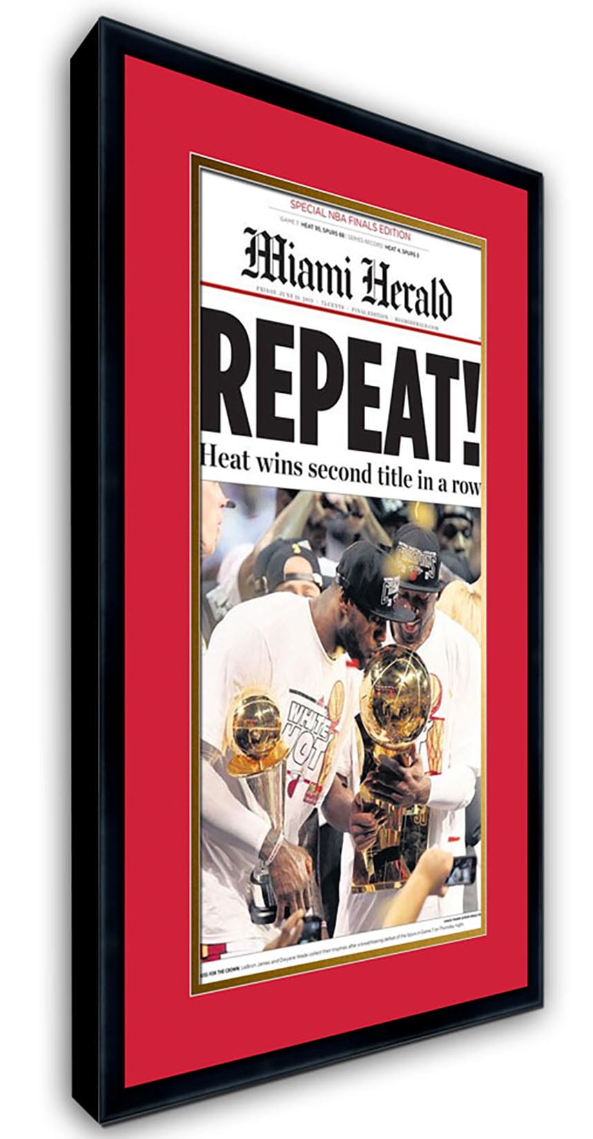 11x22 Newspaper Frame - with Red and Gold Double Mat - Made to Display ...