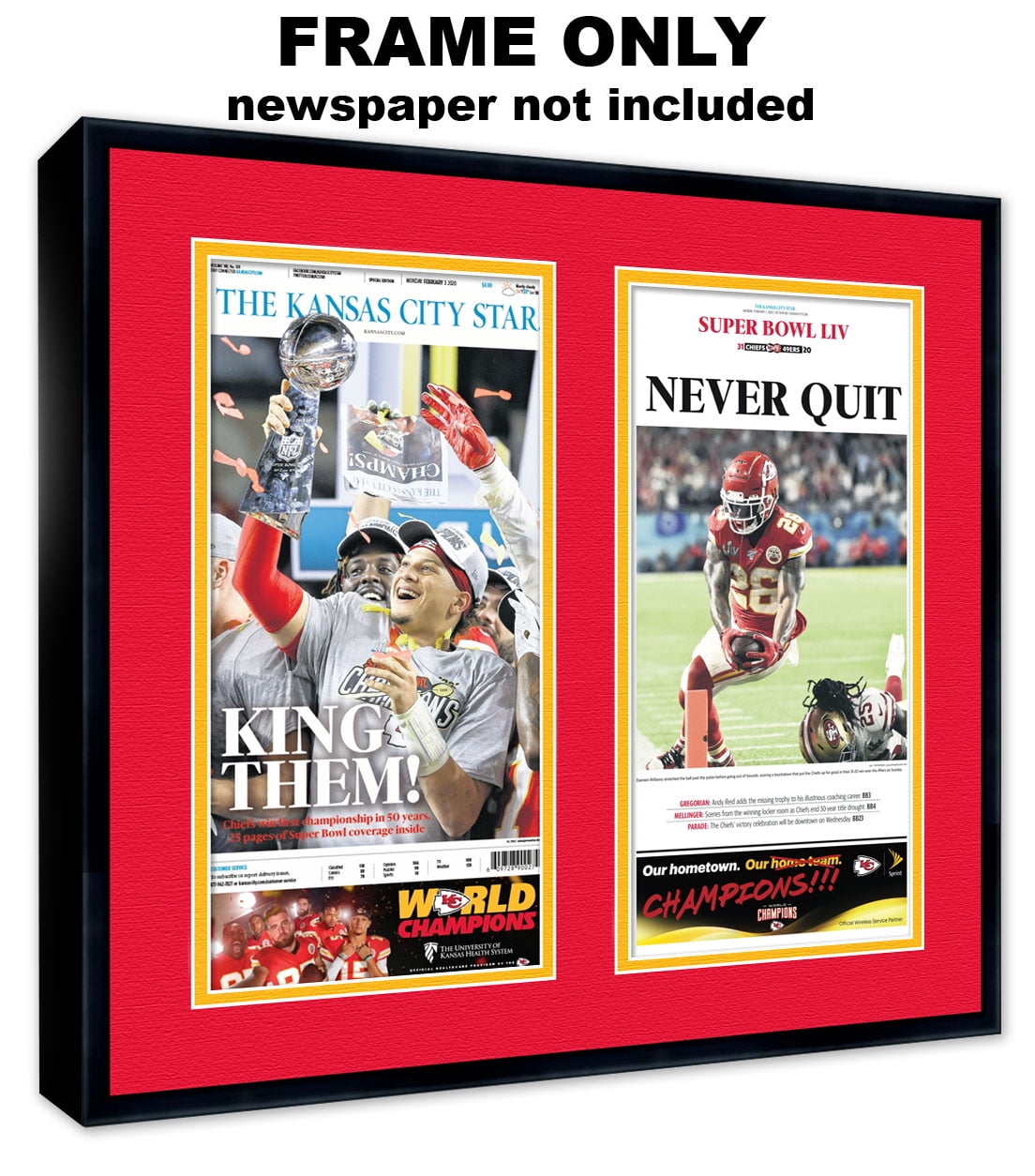 11x22 Newspaper Frame - with Red and Yellow Double Mat - Made to ...