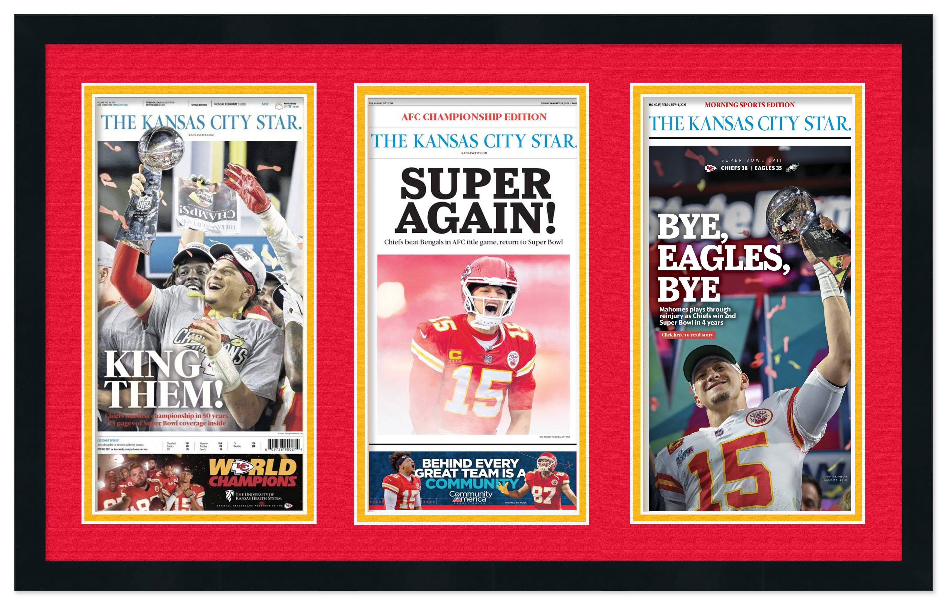 11x22 Newspaper Frame - with Red and Yellow Double Mat - Made to ...