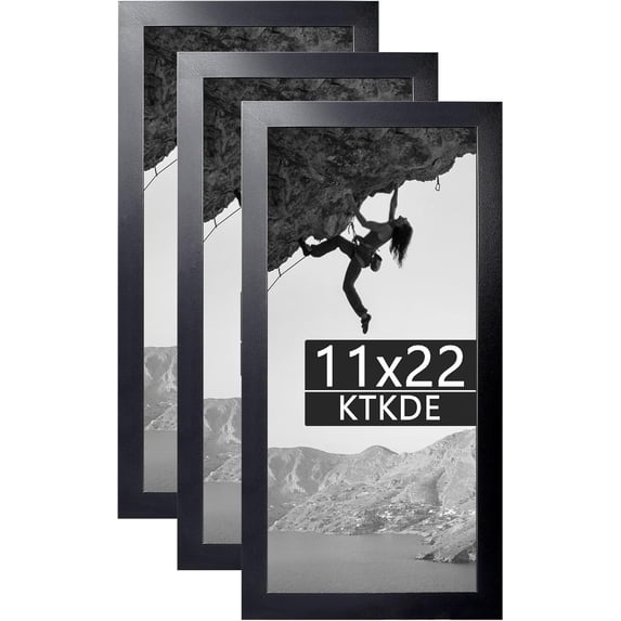 11x22 Poster Frame Black Woodgrain set of 3,11 by 22 Newspaper Frame with Polished Plexiglass ...