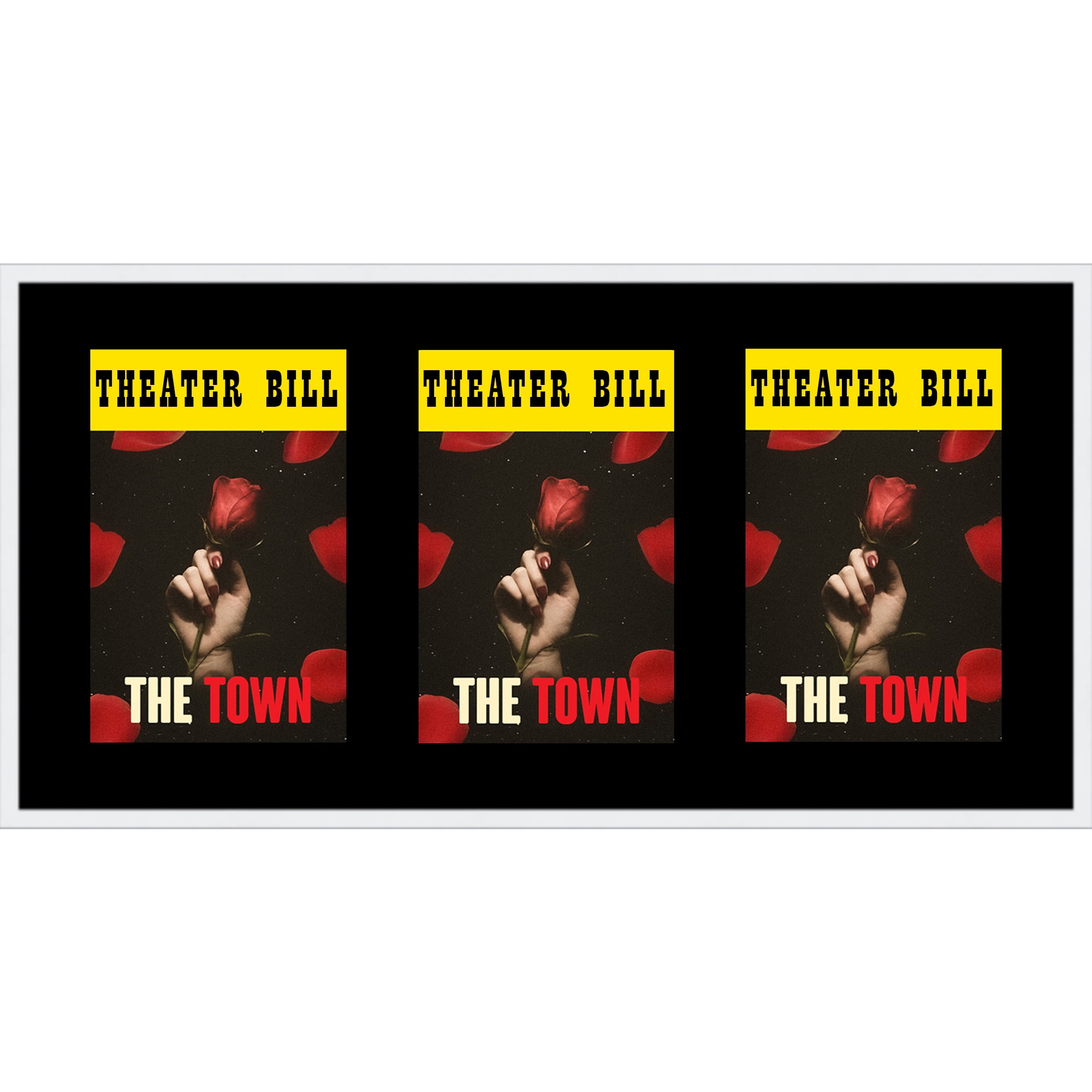 11x22 White Playbill Frame with Black Mat with 3 Openings to Display 3 ...